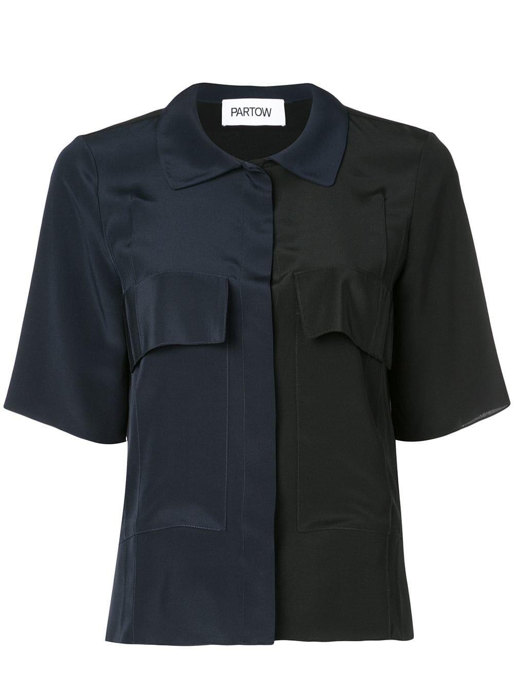 Partow - Navy & Black Bi-Color Silk Blouse | Mitchell Stores