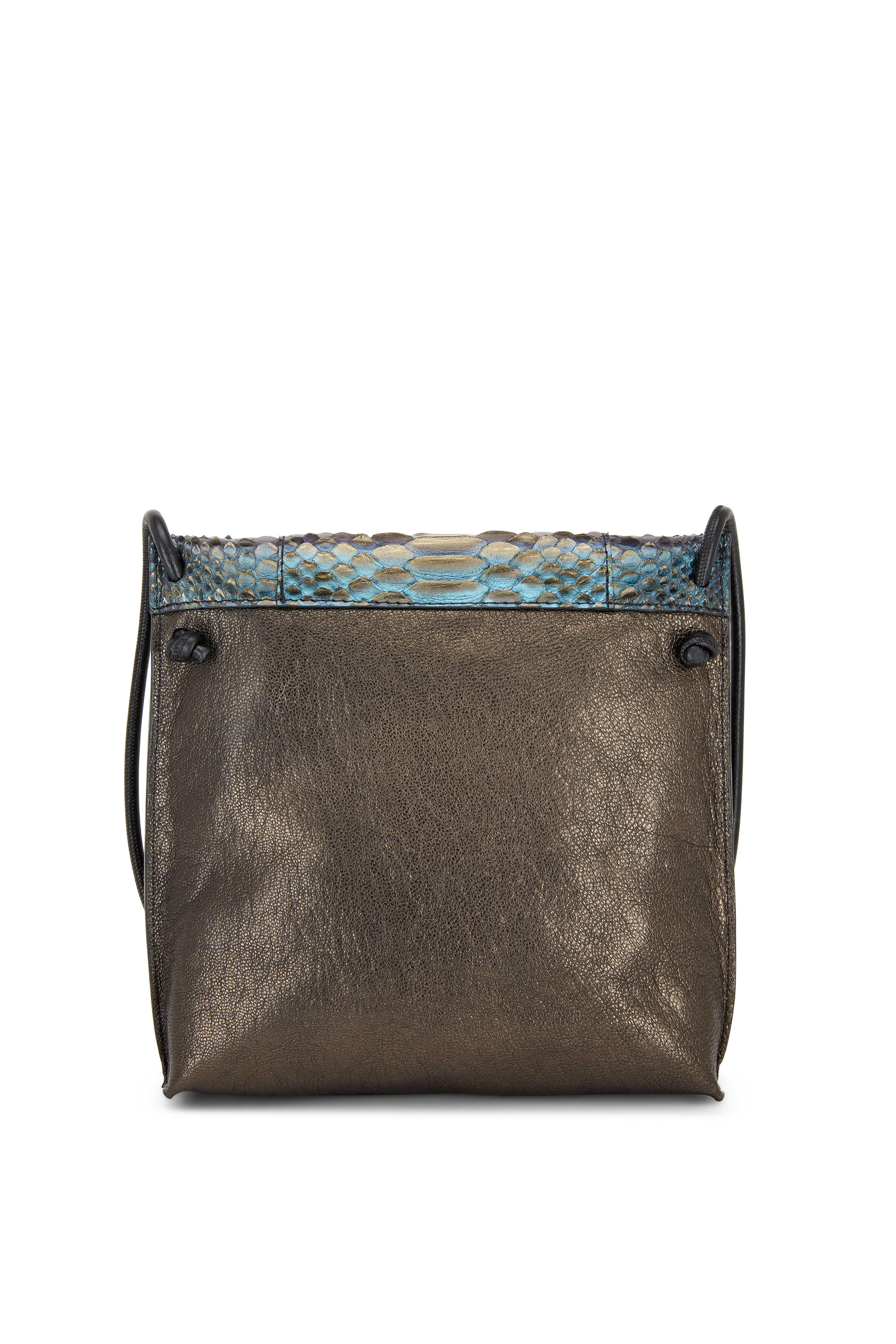B May Bags - Riviera Blue Metallic Leather & Python Crossbody
