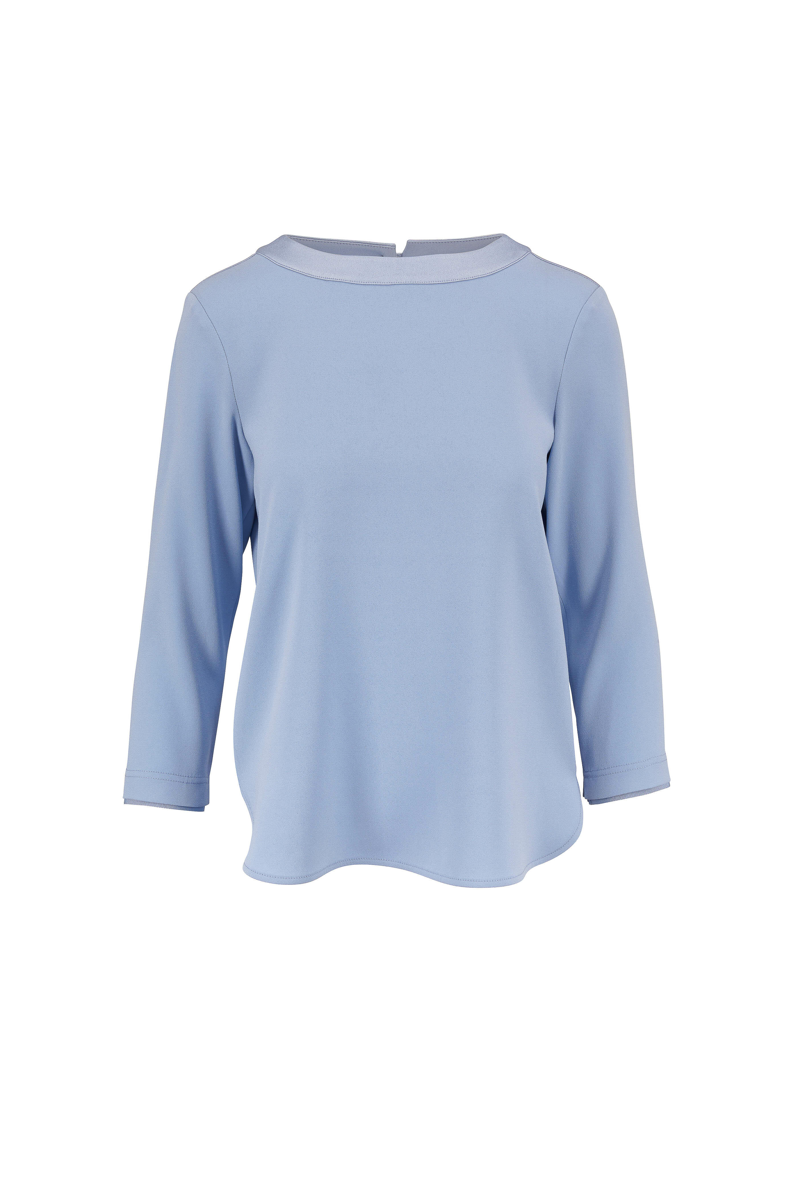 Bogner - Colette Powder Blue Crepe Blouse | Mitchell Stores