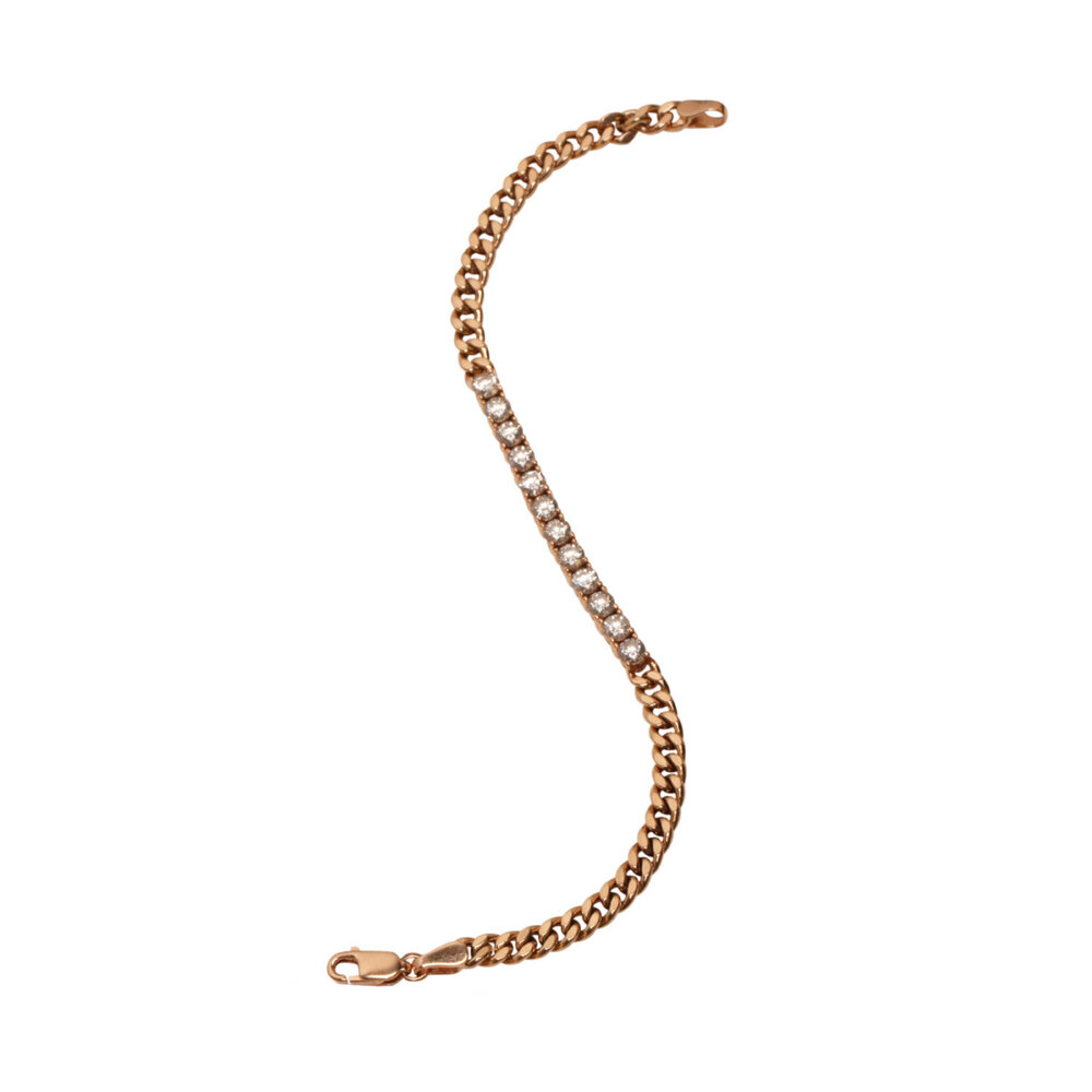 The Jen Collection - Rose Gold Diamond Curb Link Bracelet