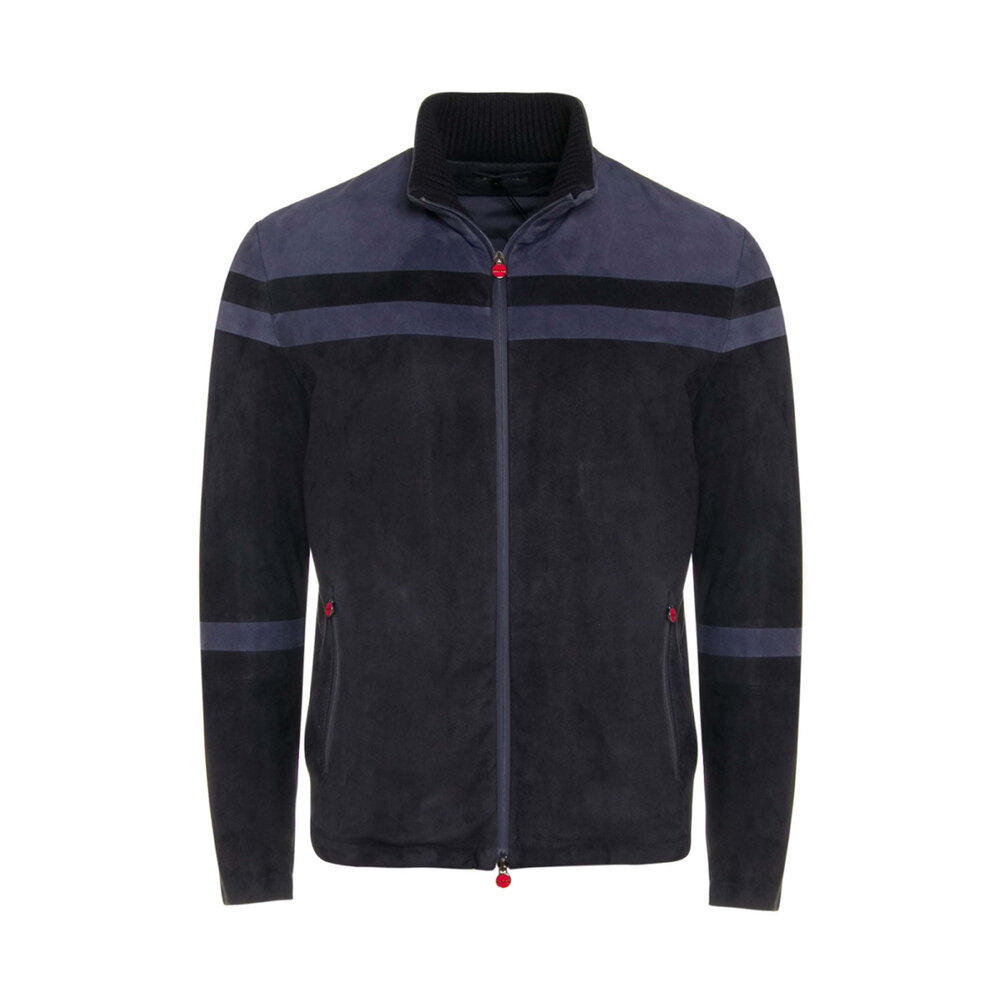 Kiton - Navy and Blue Suede Jacket | Mitchell Stores