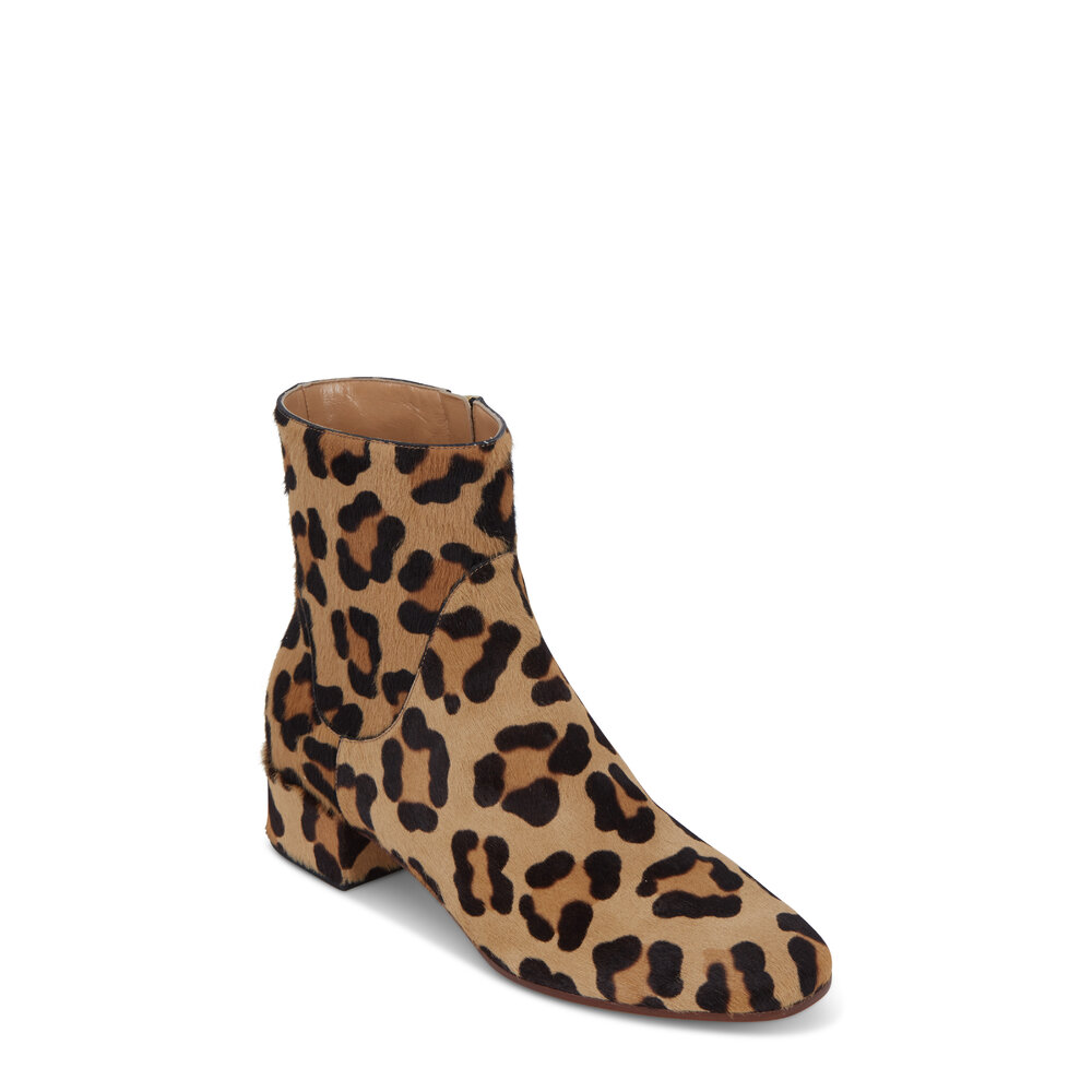 Francesco Russo - Leopard Print Calf Hair Bootie, 30mm
