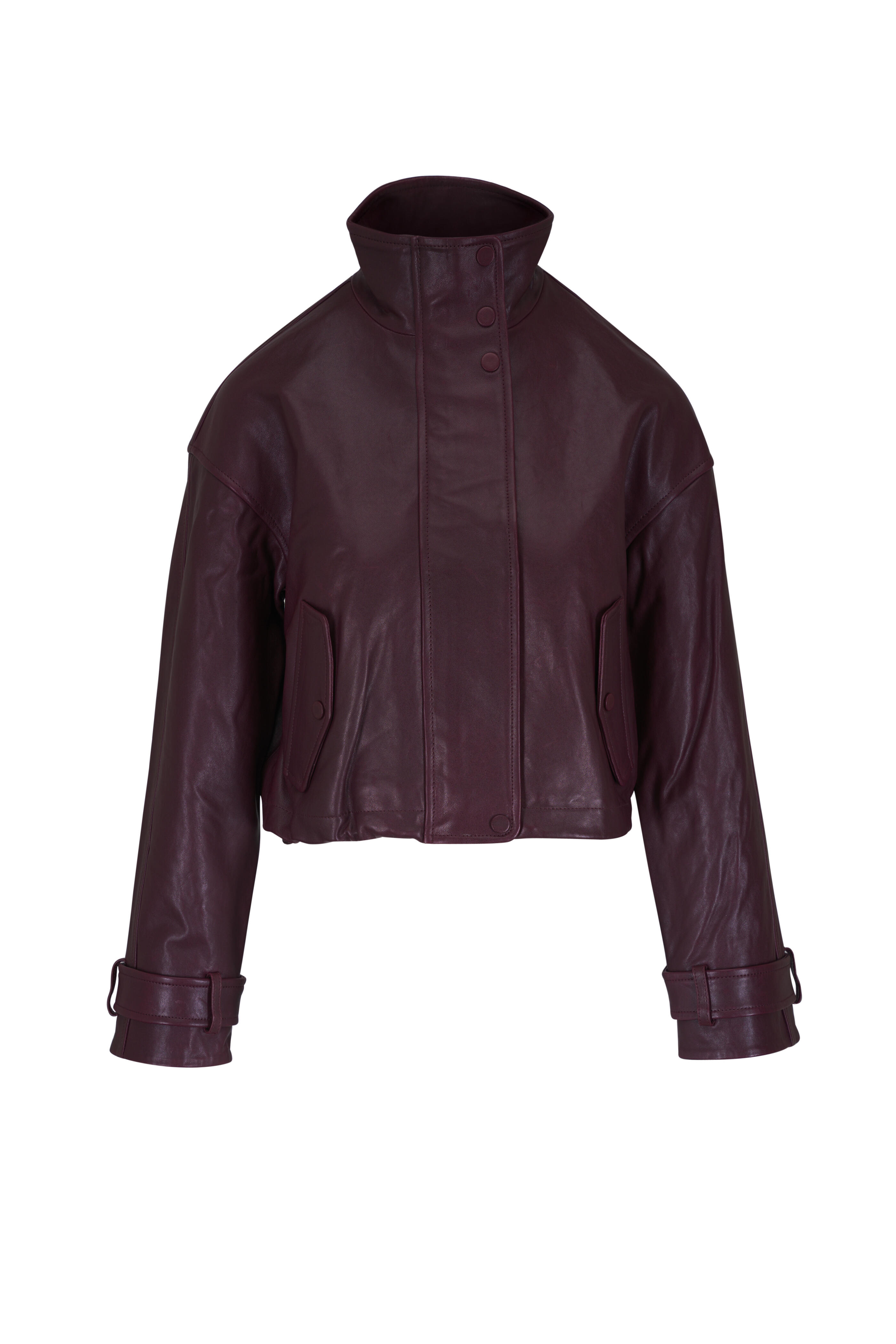 Veronica Beard - Bateman Raisin Cropped Leather Jacket