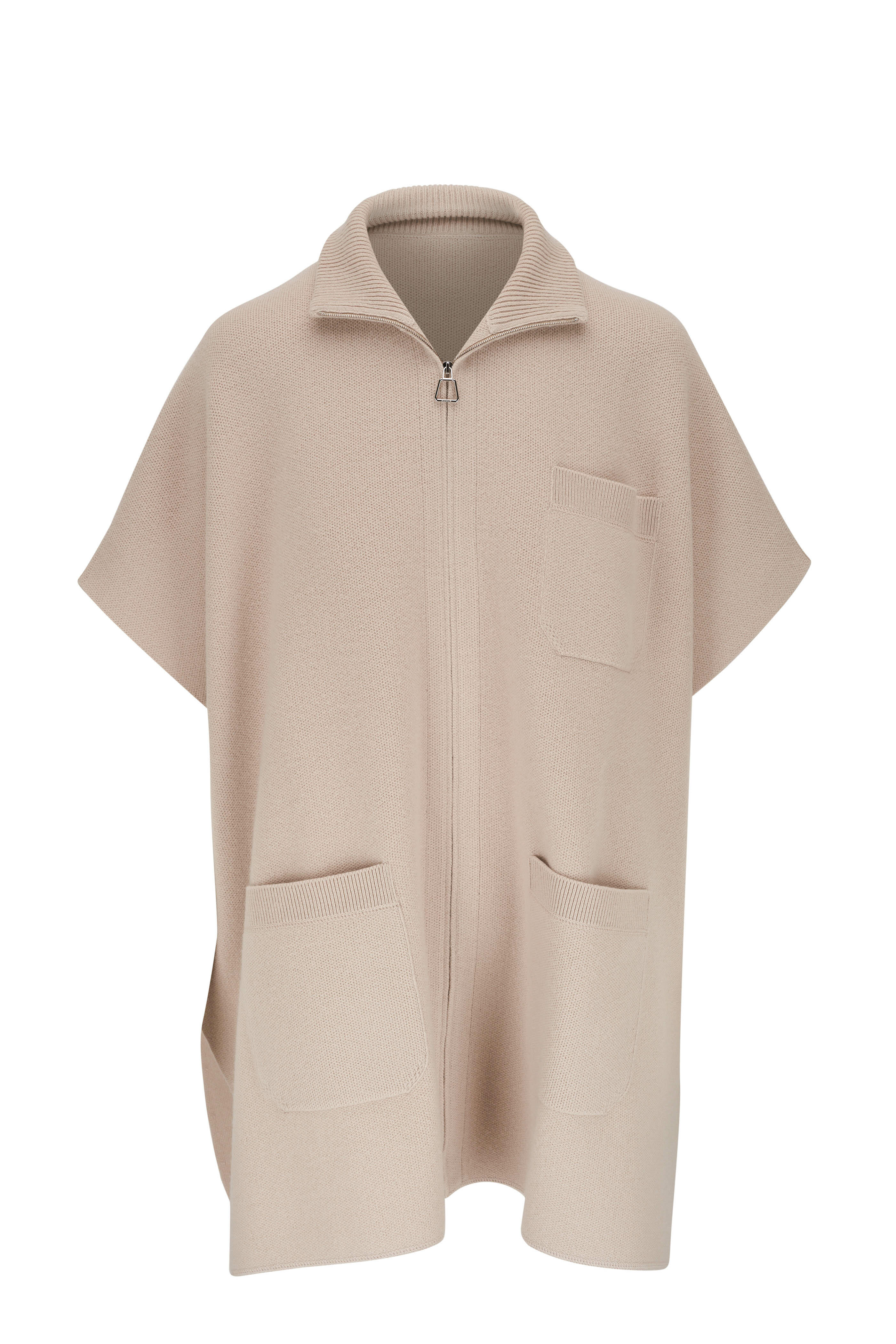 Akris - Beige Cashmere Knit Cape | Mitchell Stores