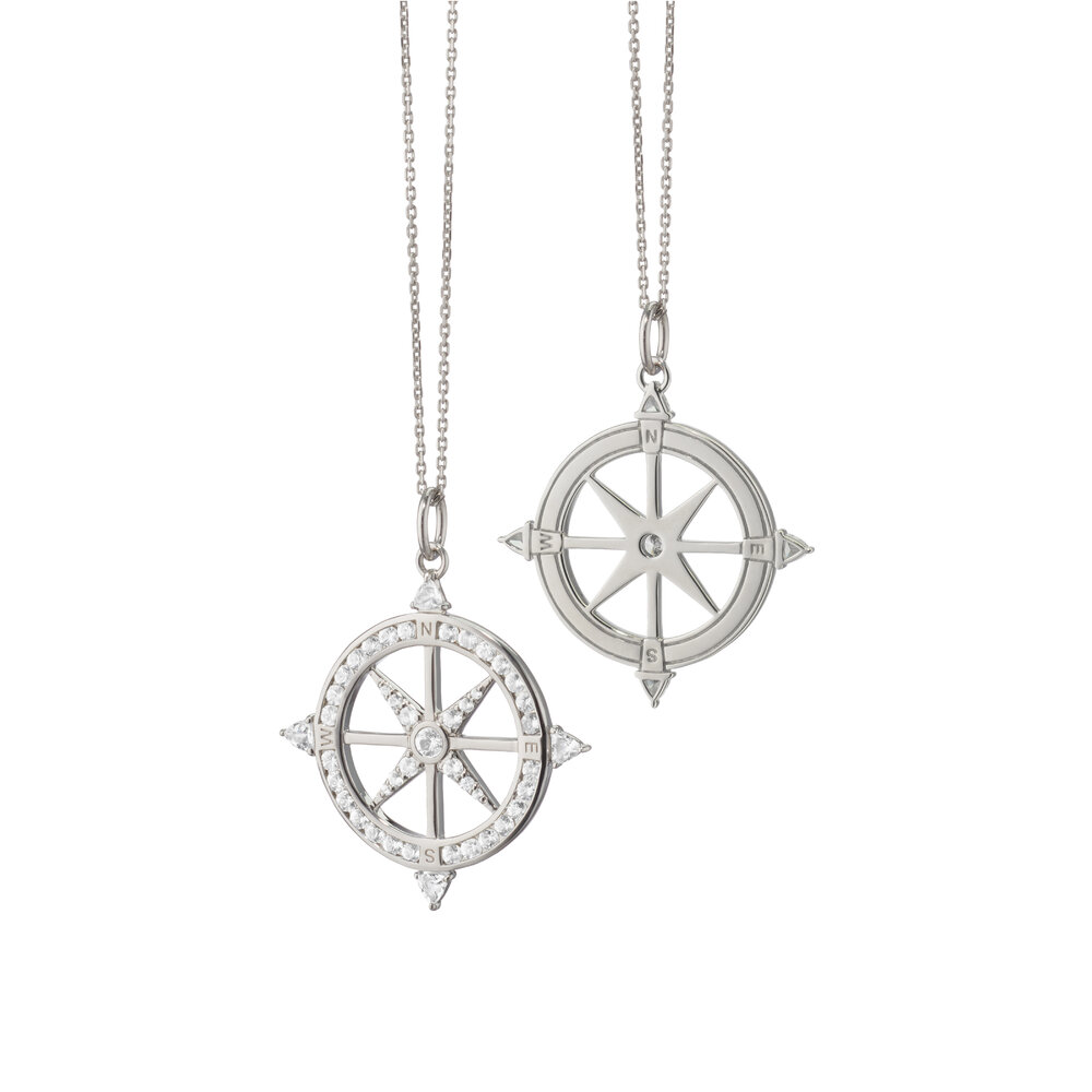 Monica Rich Kosann - "Adventure" Sapphire & Rock Crystal Compass