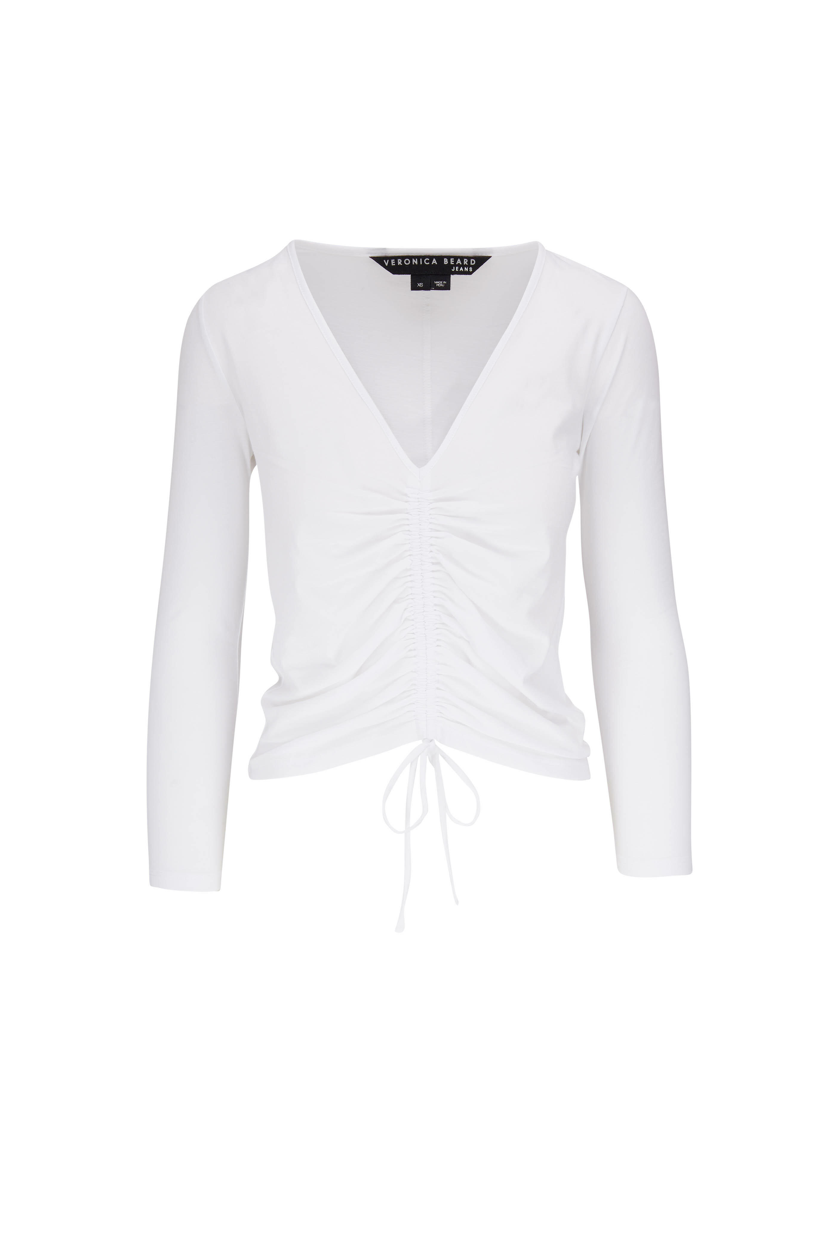 Veronica Beard - Kerr White Ruched Drawstring T-Shirt