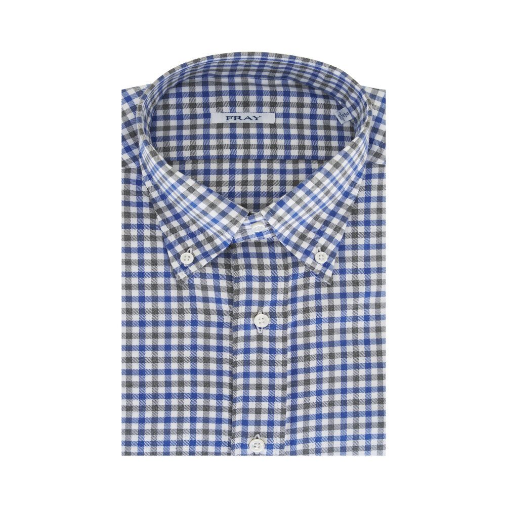 Fray - Blue & Gray Check Cotton Dress Shirt | Mitchell Stores