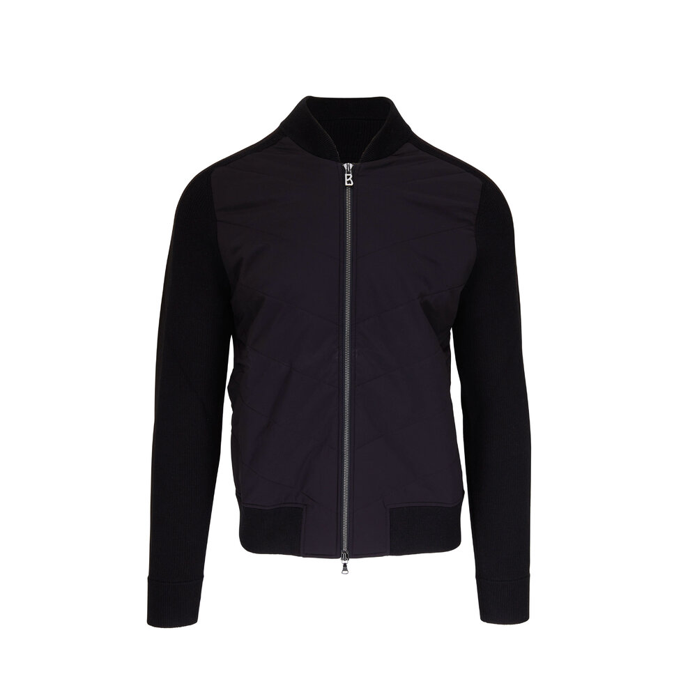 Bogner - Black Mixed Media Bomber Jacket | Mitchell Stores