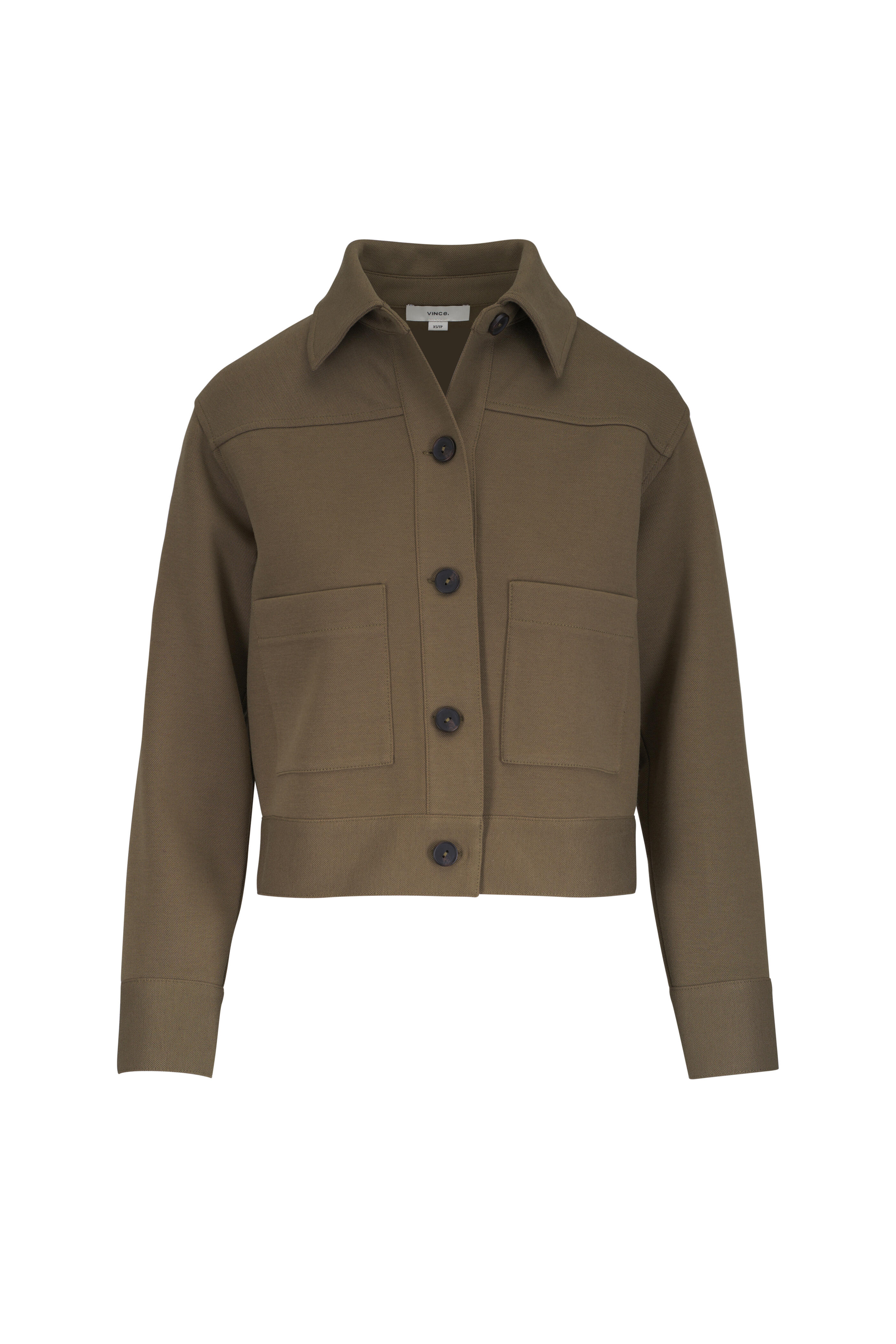 Vince - Dark Olive Stone Double-Face Cropped Jacket