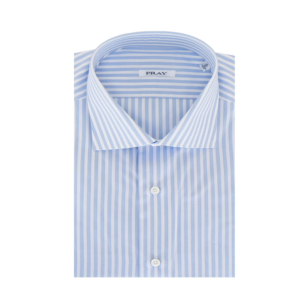 Fray - Blue Bold Stripe Cotton Dress Shirt | Mitchell Stores