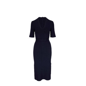 Scanlan Theodore - Navy Blue Crepe Knit Bodycon Dress