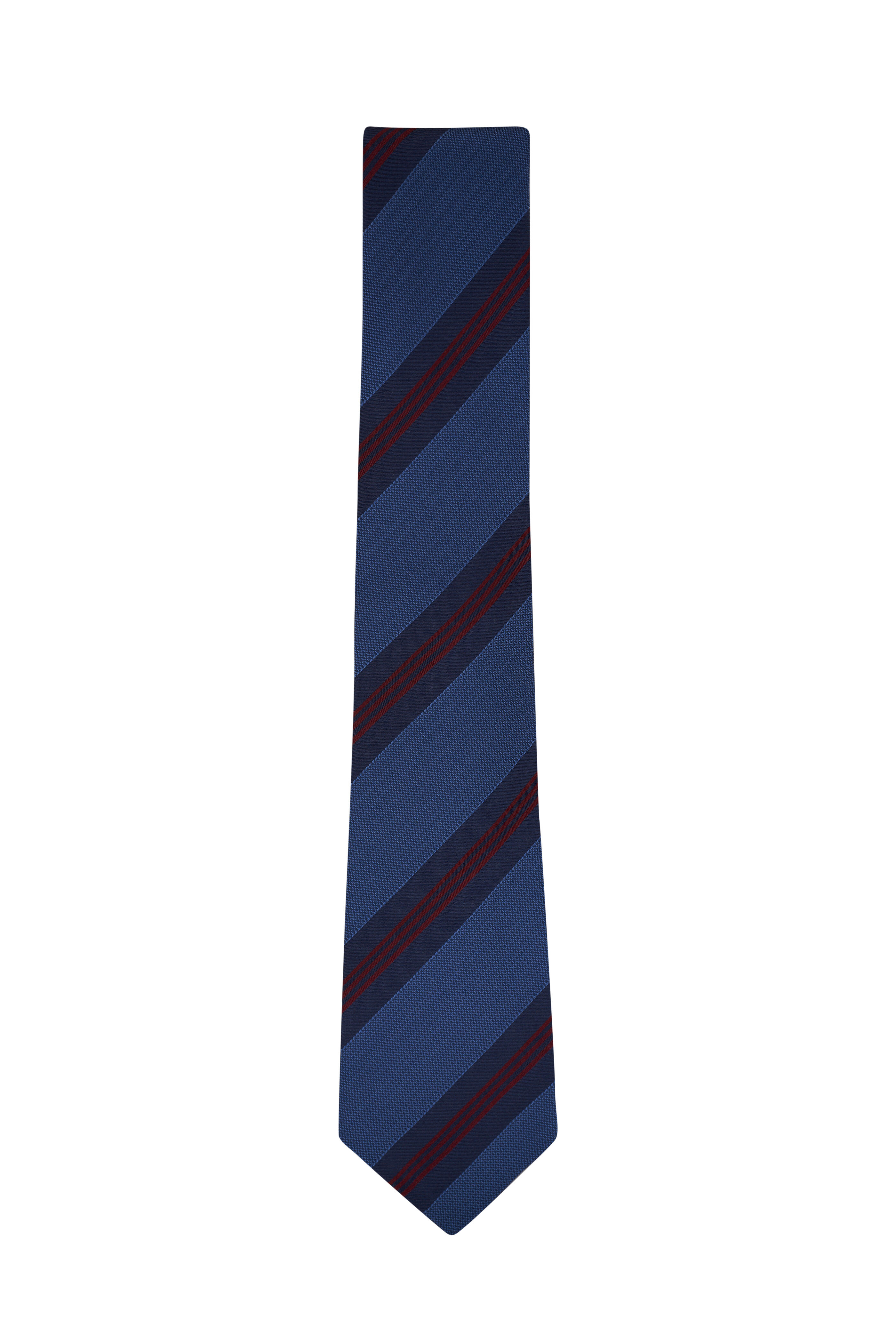 Kiton - Blue Striped Silk Necktie | Mitchell Stores