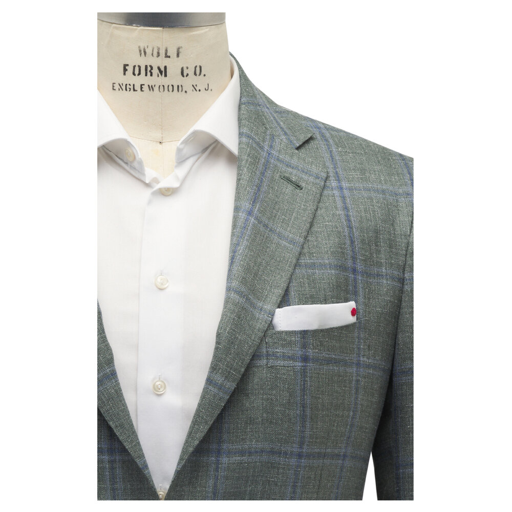 Kiton - Green & Blue Windowpane Sportcoat | Mitchell Stores