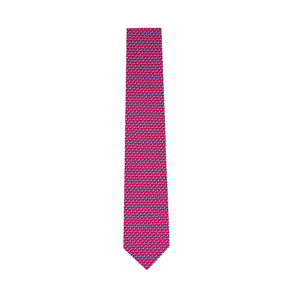 Ferragamo - Red Dog Print Silk Necktie | Mitchell Stores
