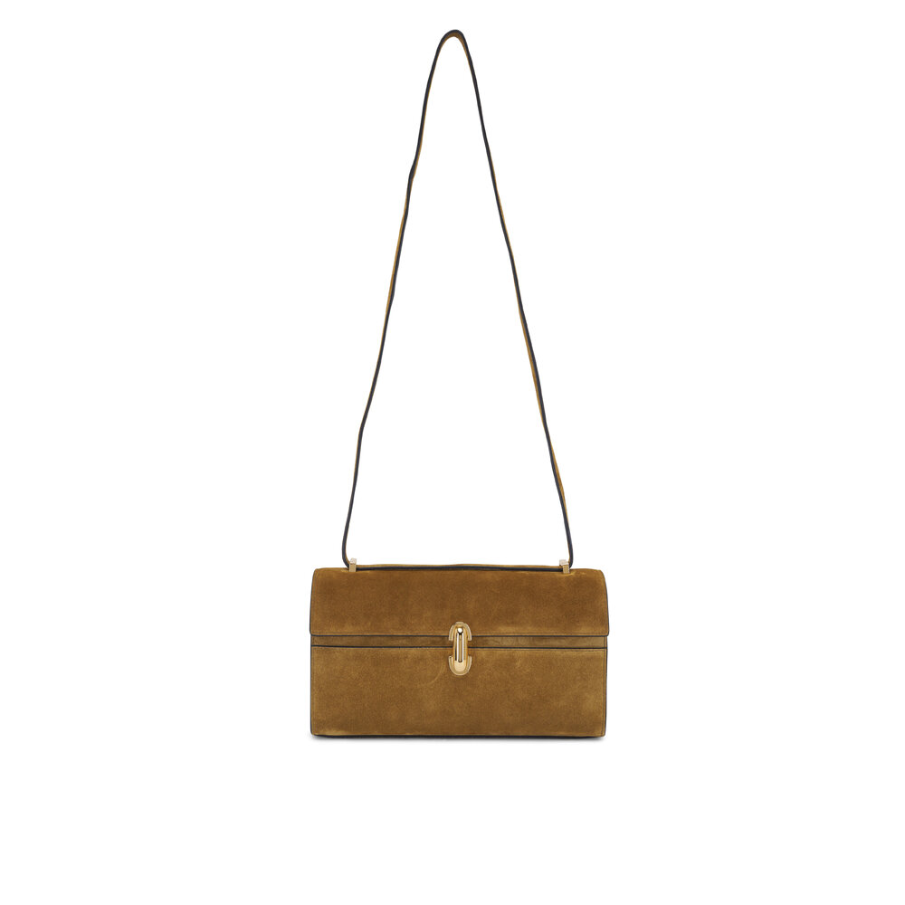 Savette - Symmetry 26 Sepia Suede Shoulder Bag | Mitchell Stores