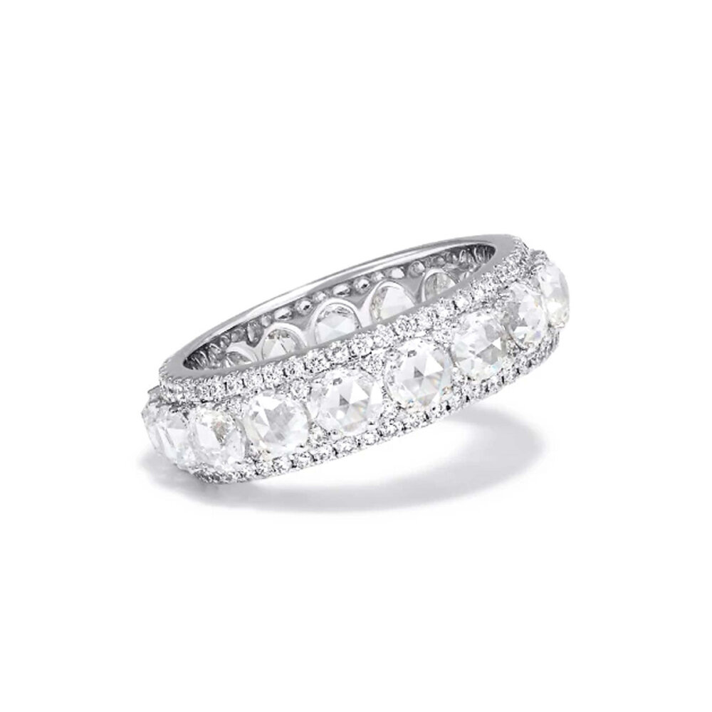 64 Facets - White Gold Diamond Straight Edge Ring Band