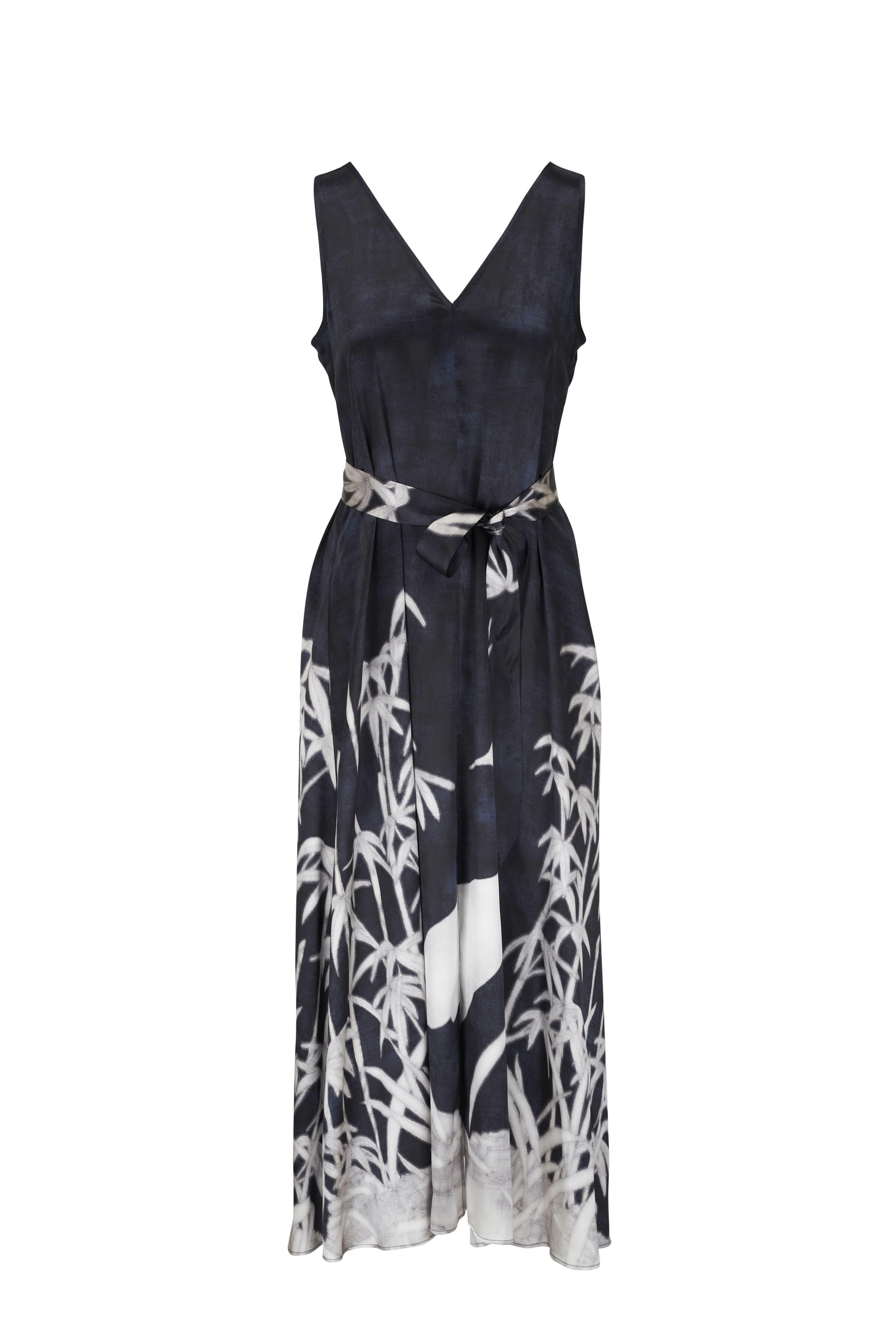 Kiton - White & Navy Silk Patterned Dress | Mitchell Stores