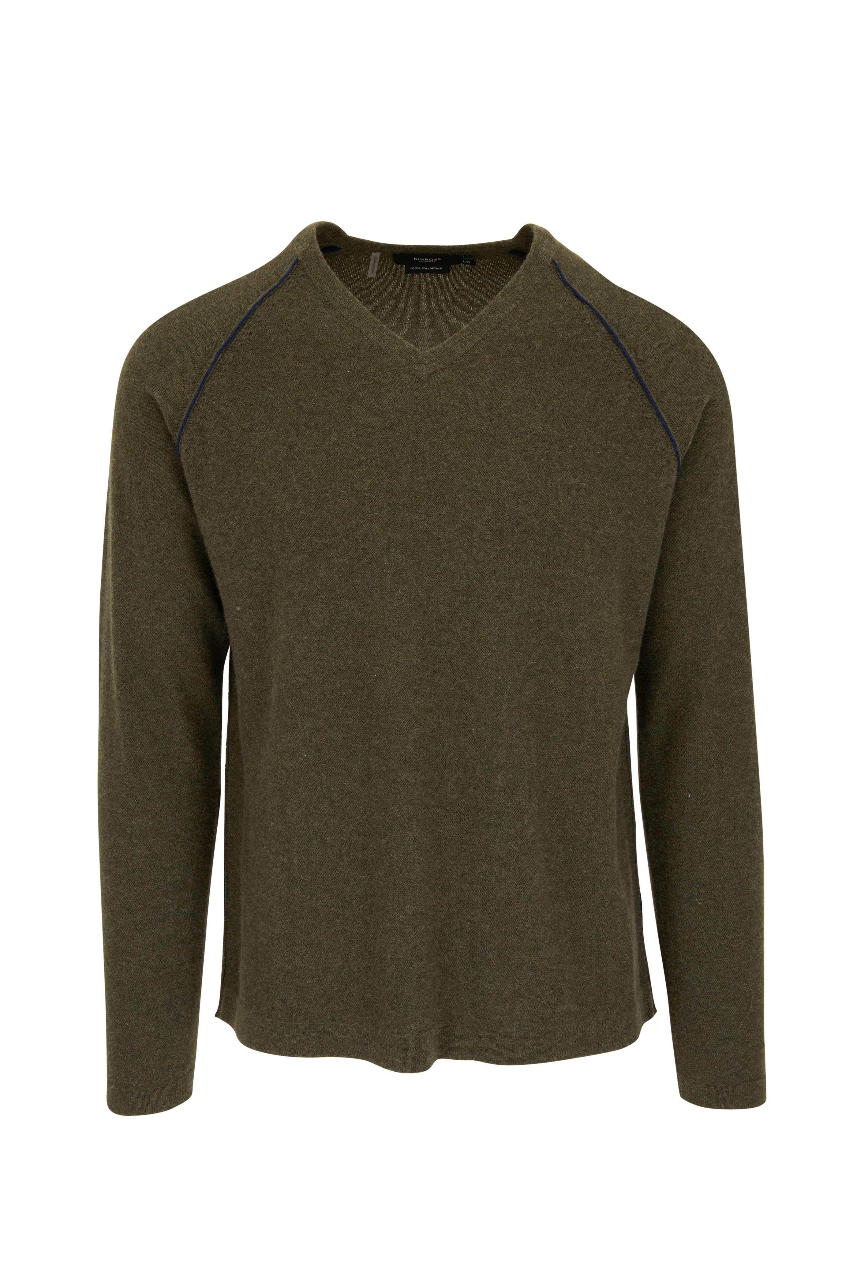 Kinross - Olive Cashmere V-Neck Sweater | Mitchell Stores