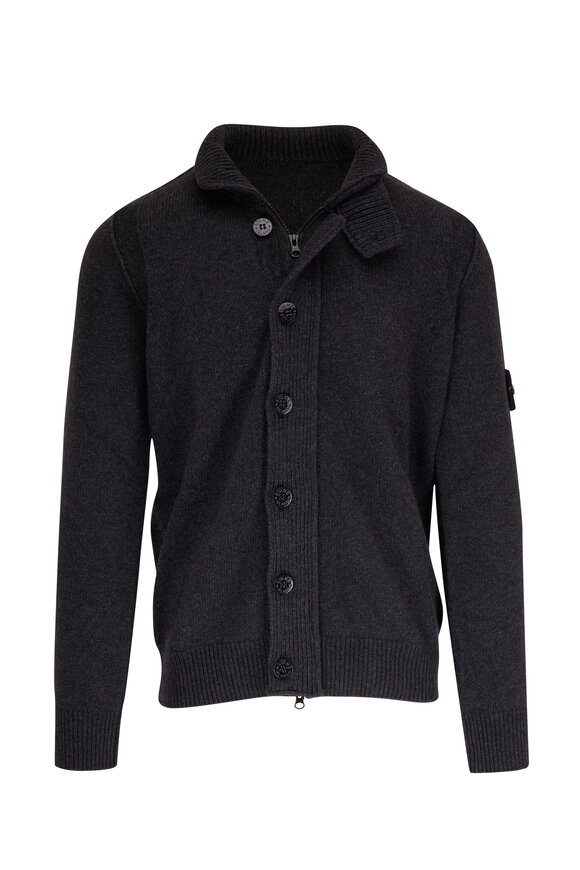 Stone Island - Charcoal Button & Zip Cardigan | Mitchell Stores