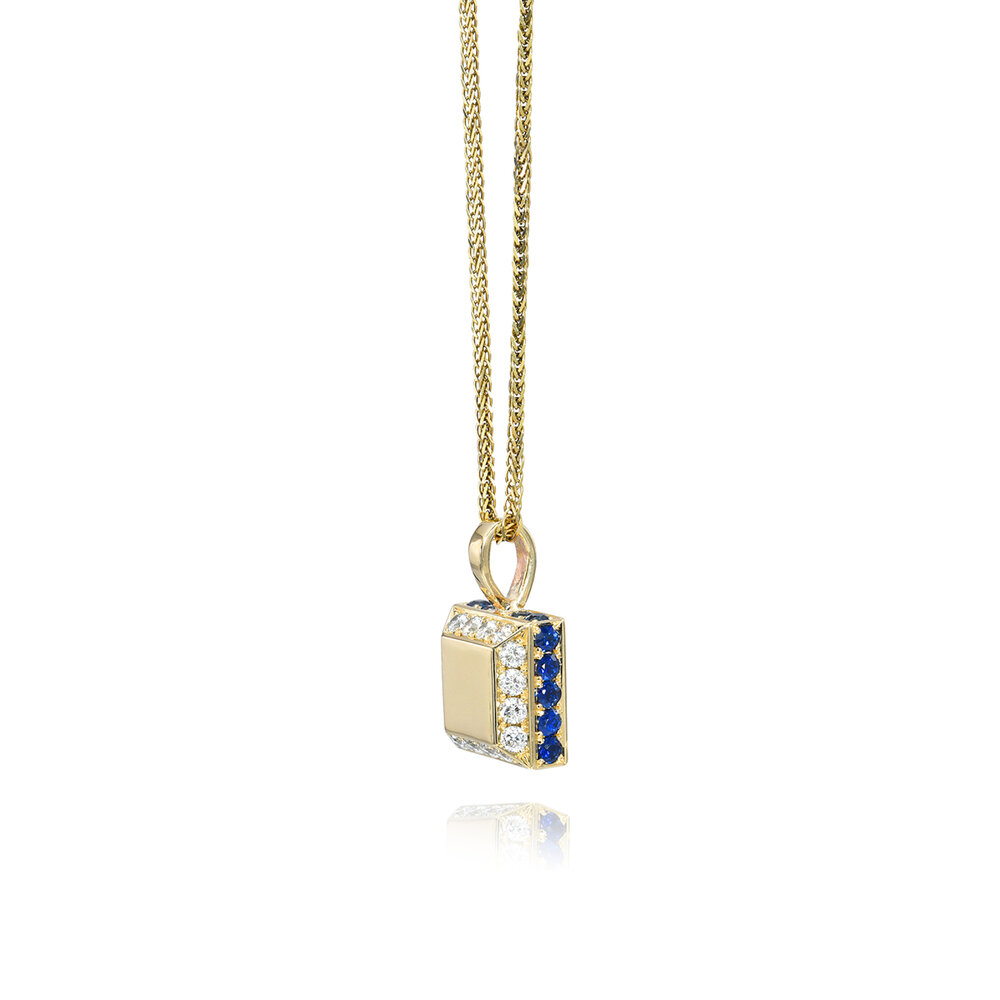 Dru - Diamond & Sapphire Iced Cube Pendant | Mitchell Stores
