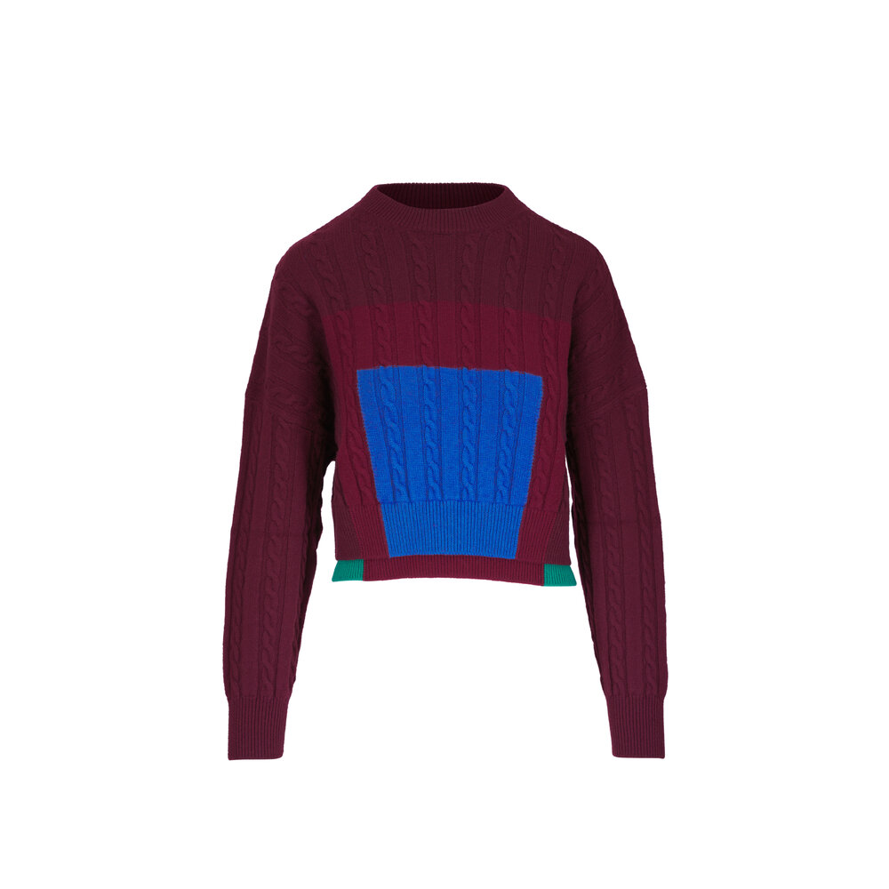 Loewe - Green & Red Multicolor Cable Knit Layered Sweater