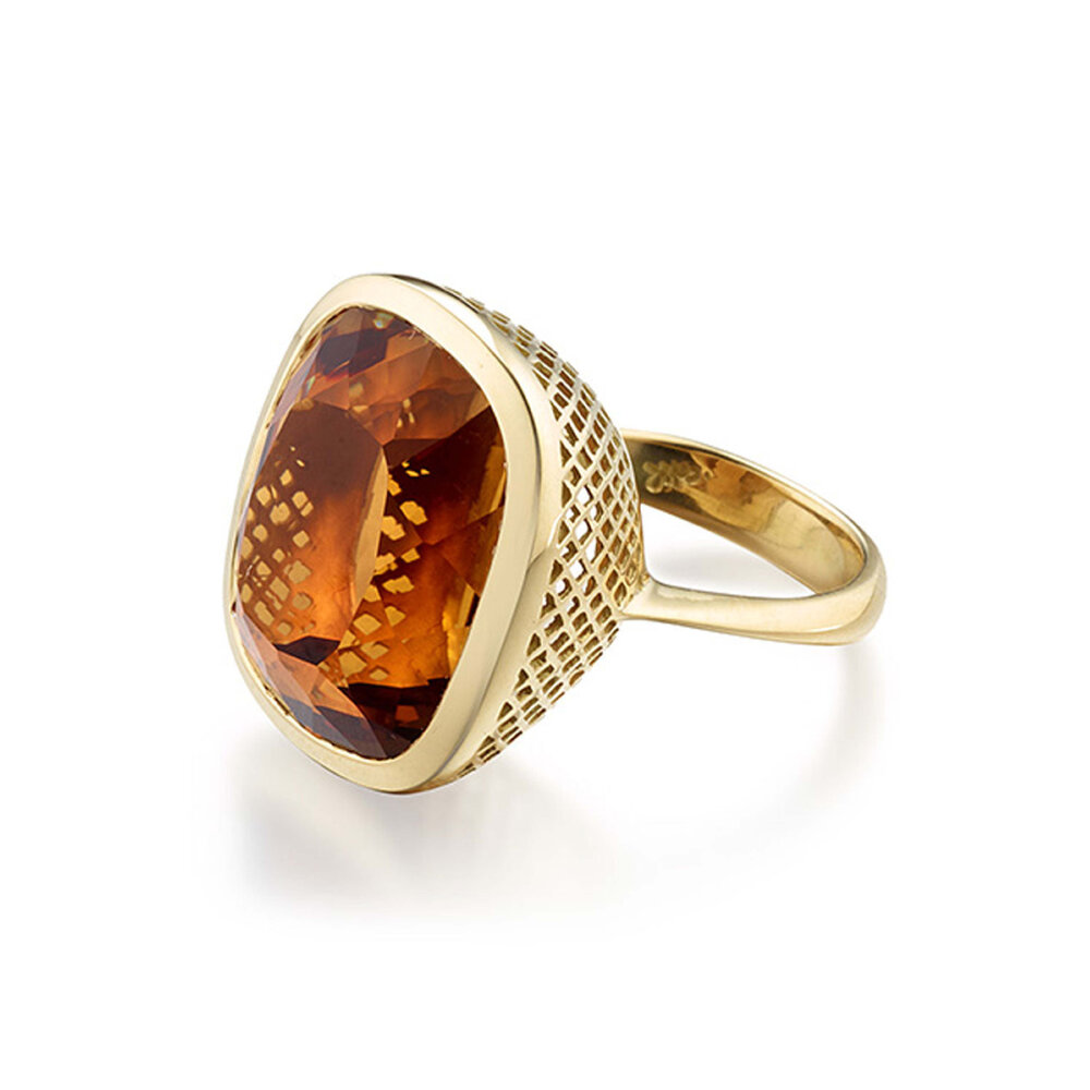 Ray Griffiths - Yellow Gold Large Madeira Citrine Ring