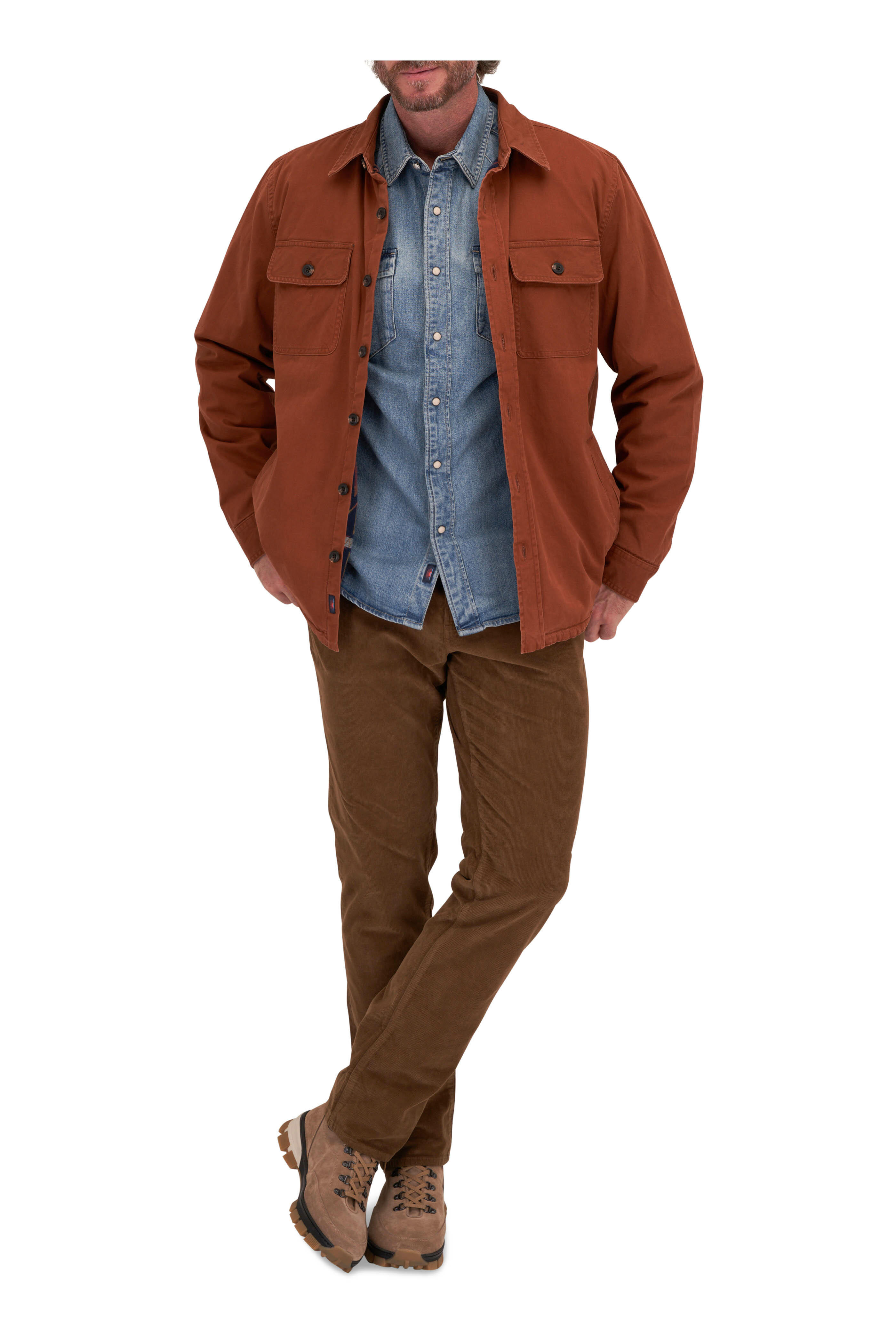 Faherty Brand - Doug Good Feather Chestnut Blanket Lined Shacket