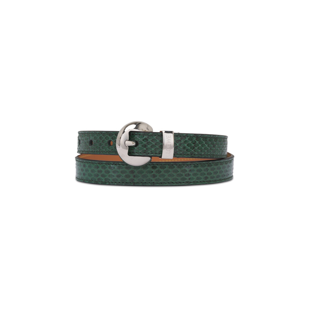 Loewe - Green Snake Leather Pebble Belt | Mitchell Stores