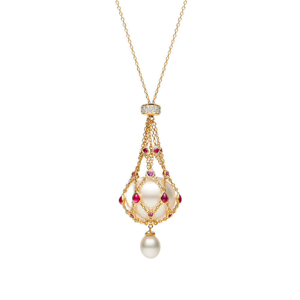 Paspaley - Lavalier Ruby, Pink Sapphire & Pearl Necklace