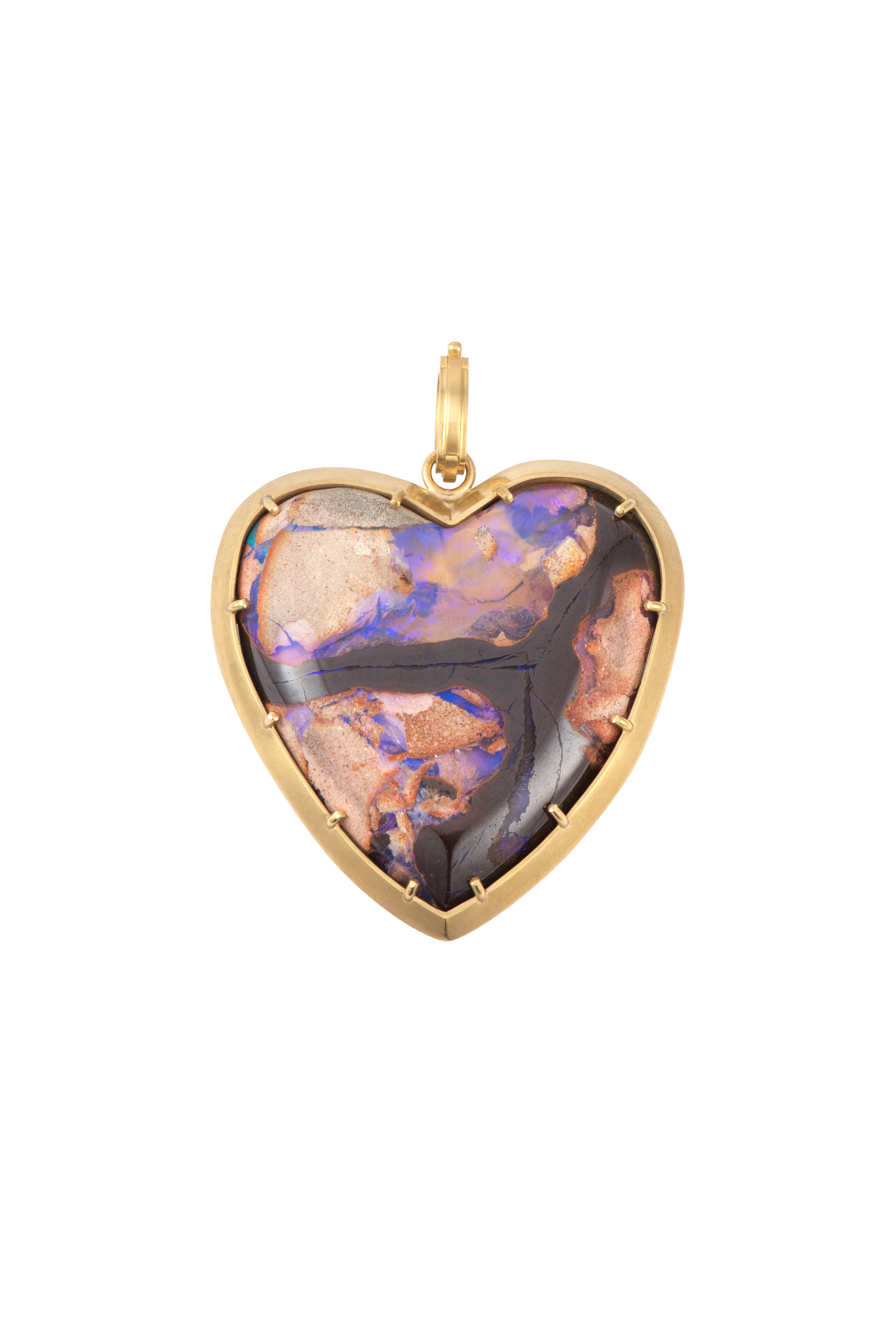 Sylva & Cie - 18k Yellow Gold Australian Opal Heart Pendant