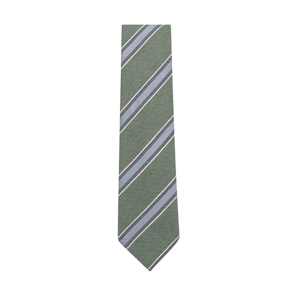 Geoff Nicholson - Green Sky Blue and Navy Stripe Tie