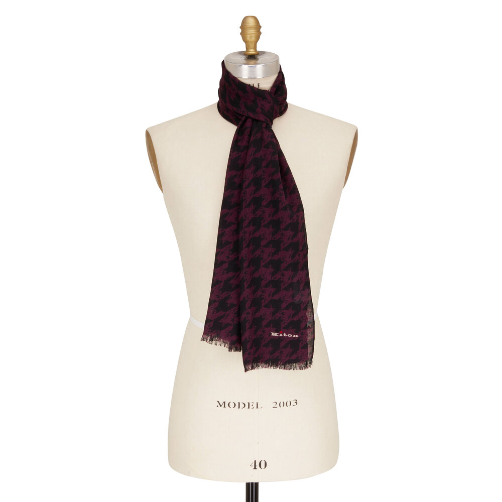 Kiton - Purple Print Cashmere Scarf | Mitchell Stores