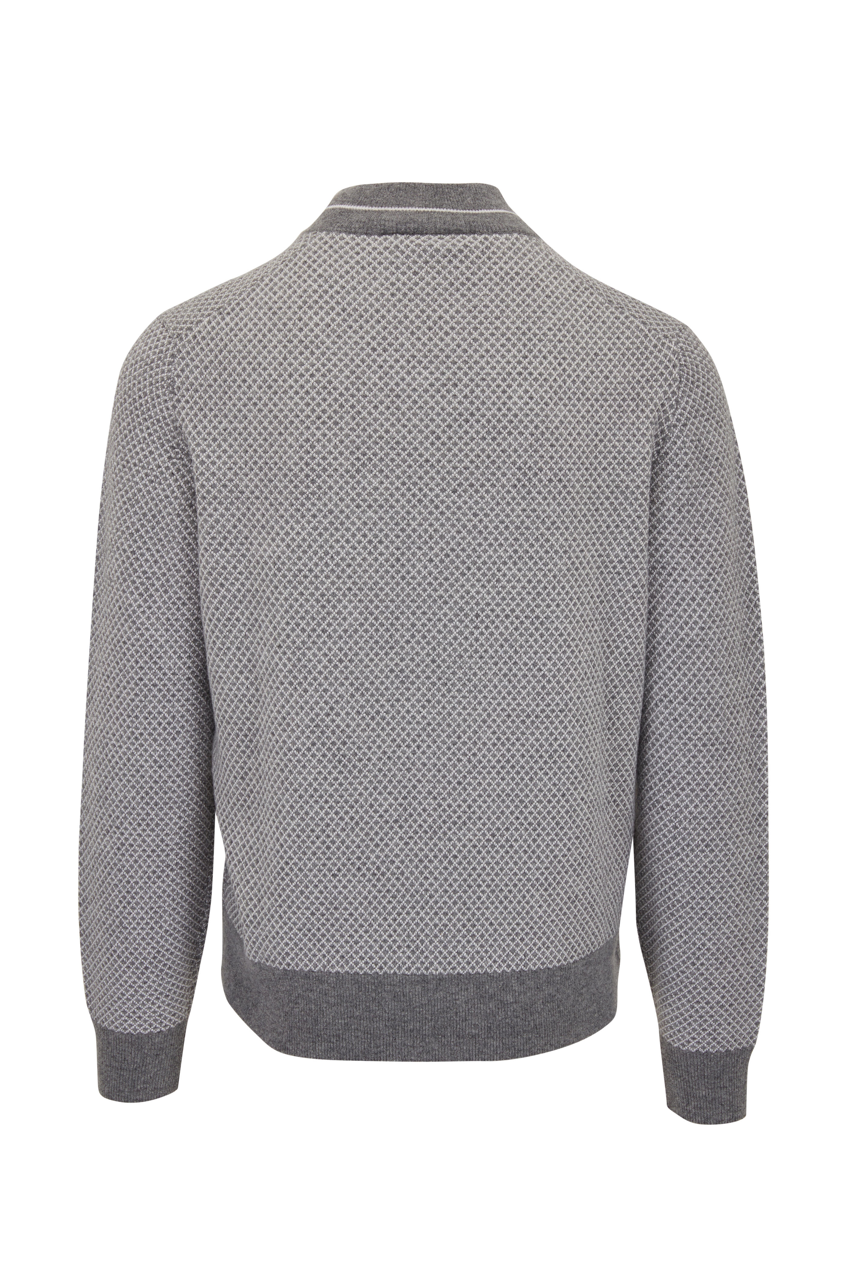 Canali - Light Gray Diagonal Quarter Zip Pullover