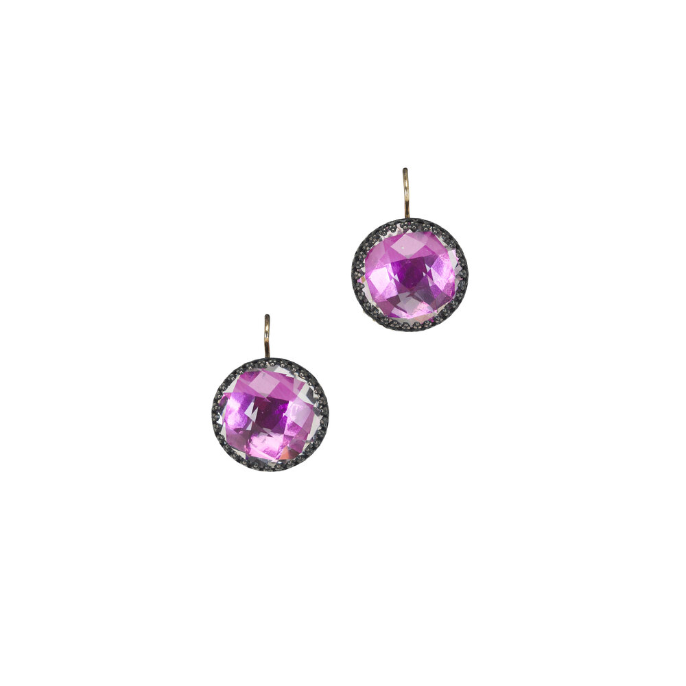 Larkspur & Hawk - Olivia Magenta White Quartz Drop Earrings