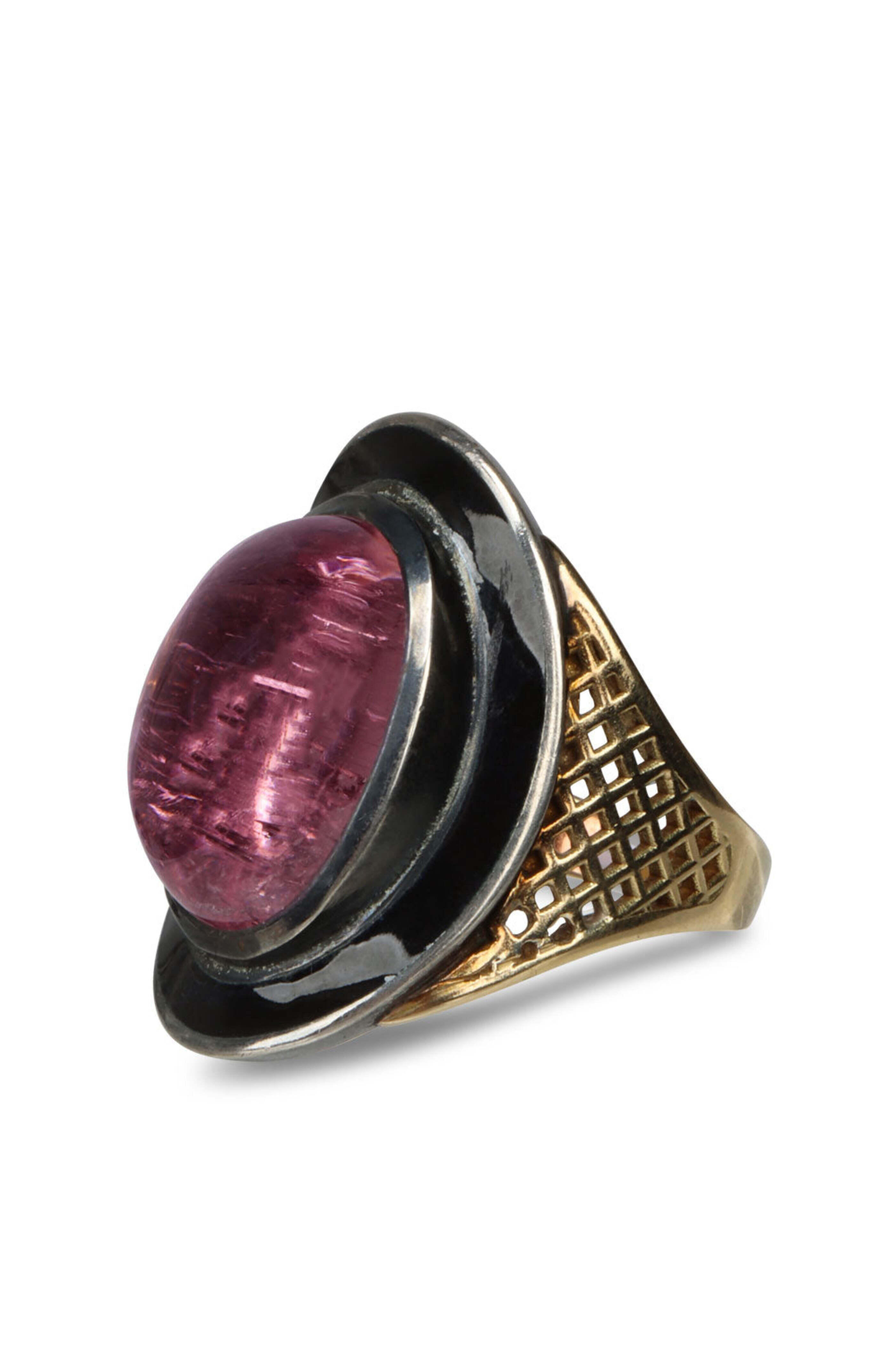 Ray Griffiths - Purple Tourmaline and Black Enamel Crownwork Ring