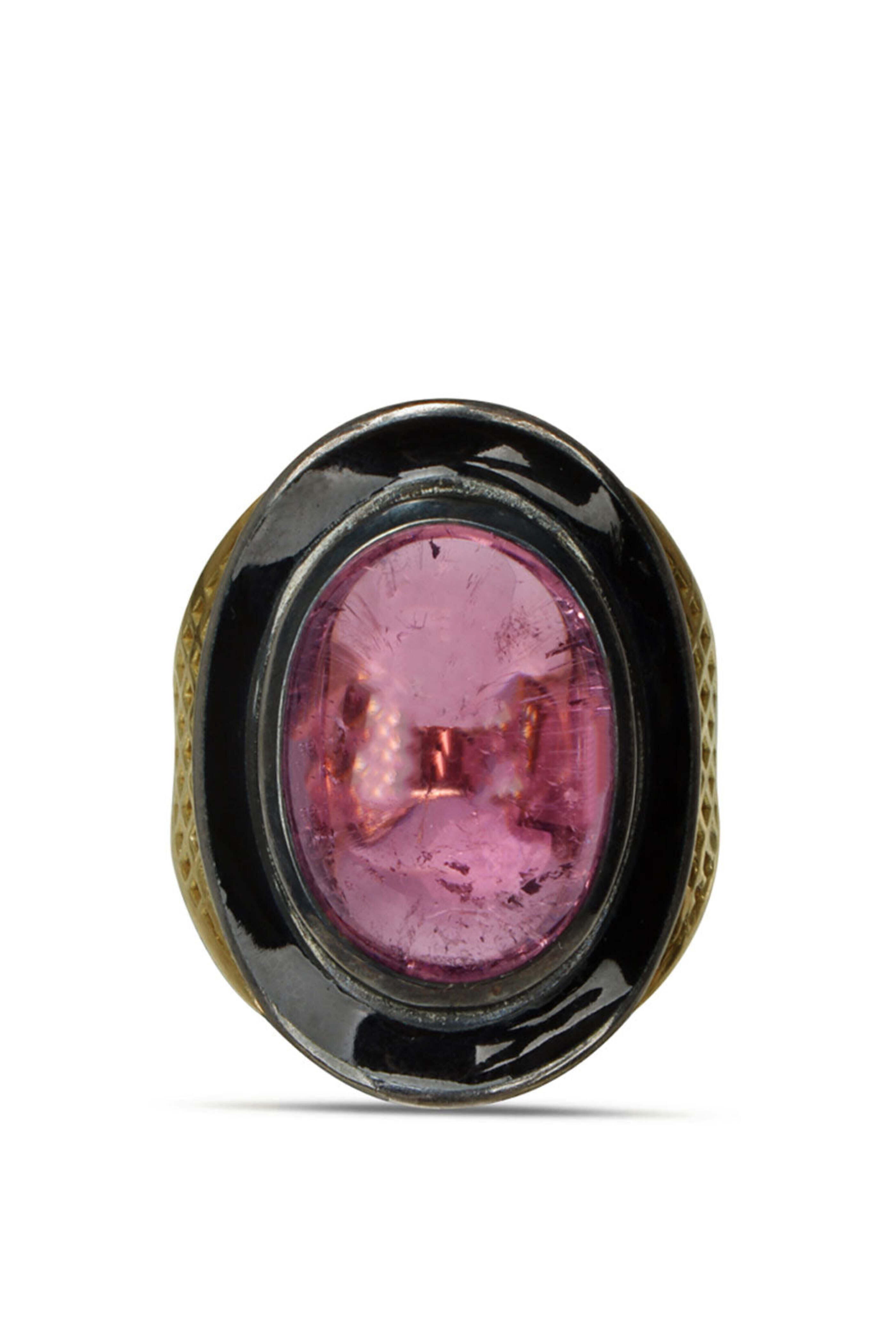 Ray Griffiths - Purple Tourmaline and Black Enamel Crownwork Ring