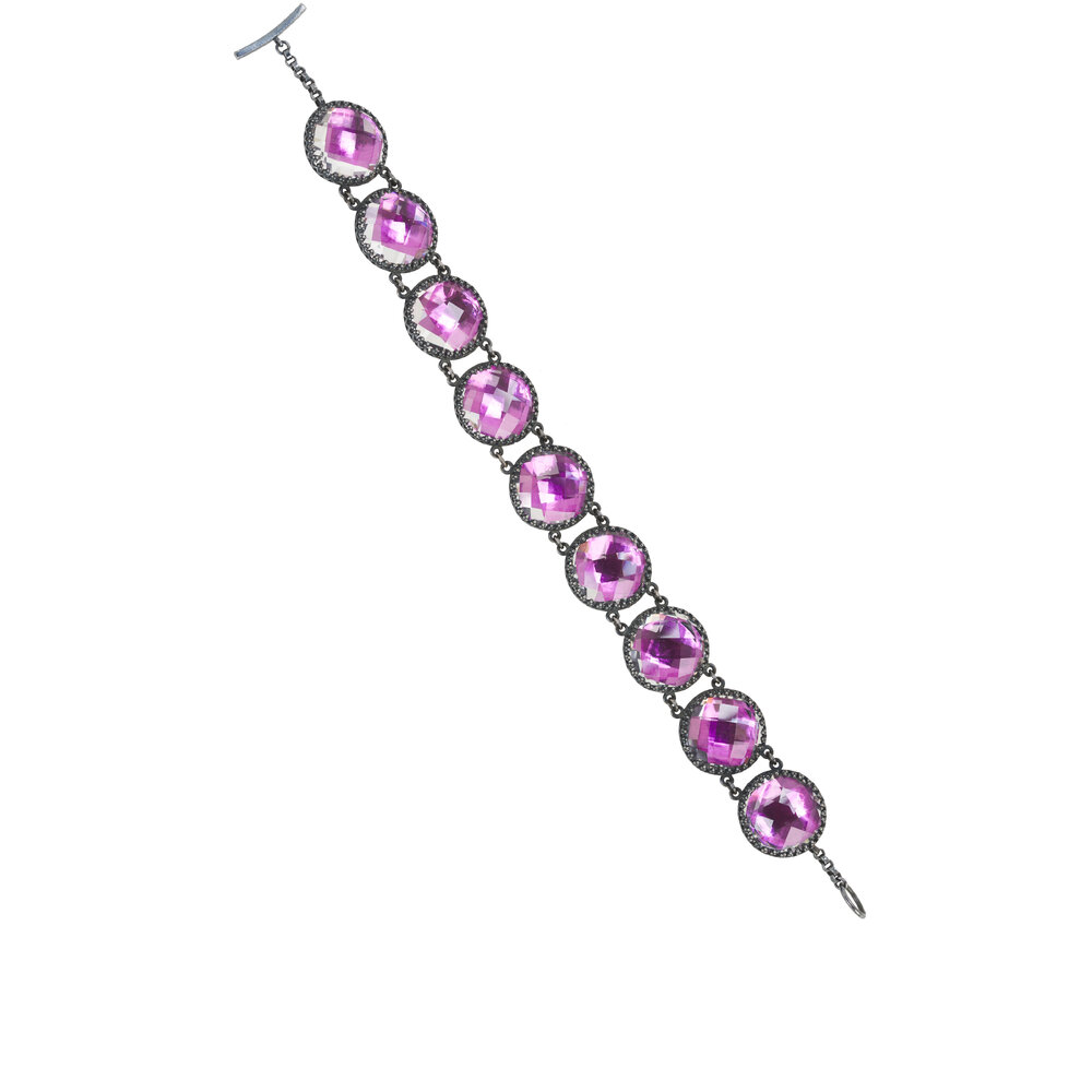 Larkspur & Hawk - Olivia Magenta Button Bracelet