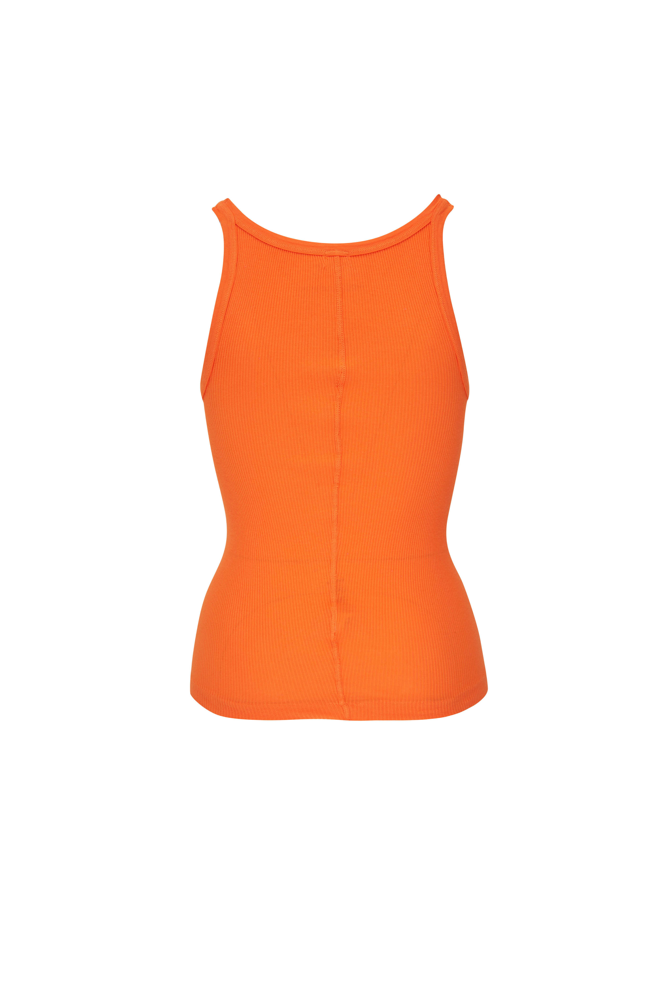 Re/Done - Orange Ribbed Tank Top | Mitchell Stores