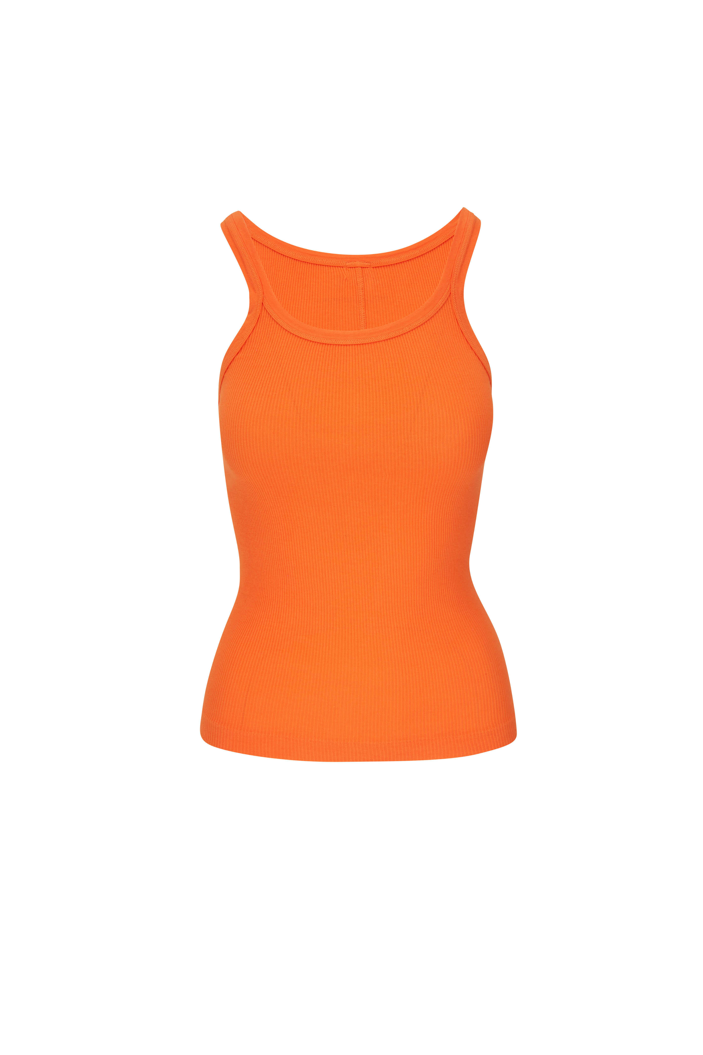 Re/Done - Orange Ribbed Tank Top | Mitchell Stores