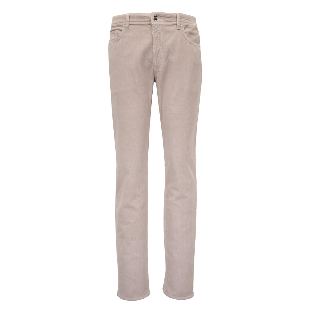 Barmas - Stone Cotton & Cashmere Corduroy Five Pocket Pant