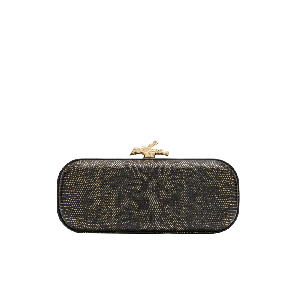 Maria Oliver - Emilia Clutch in Black and Gold | Mitchell Stores