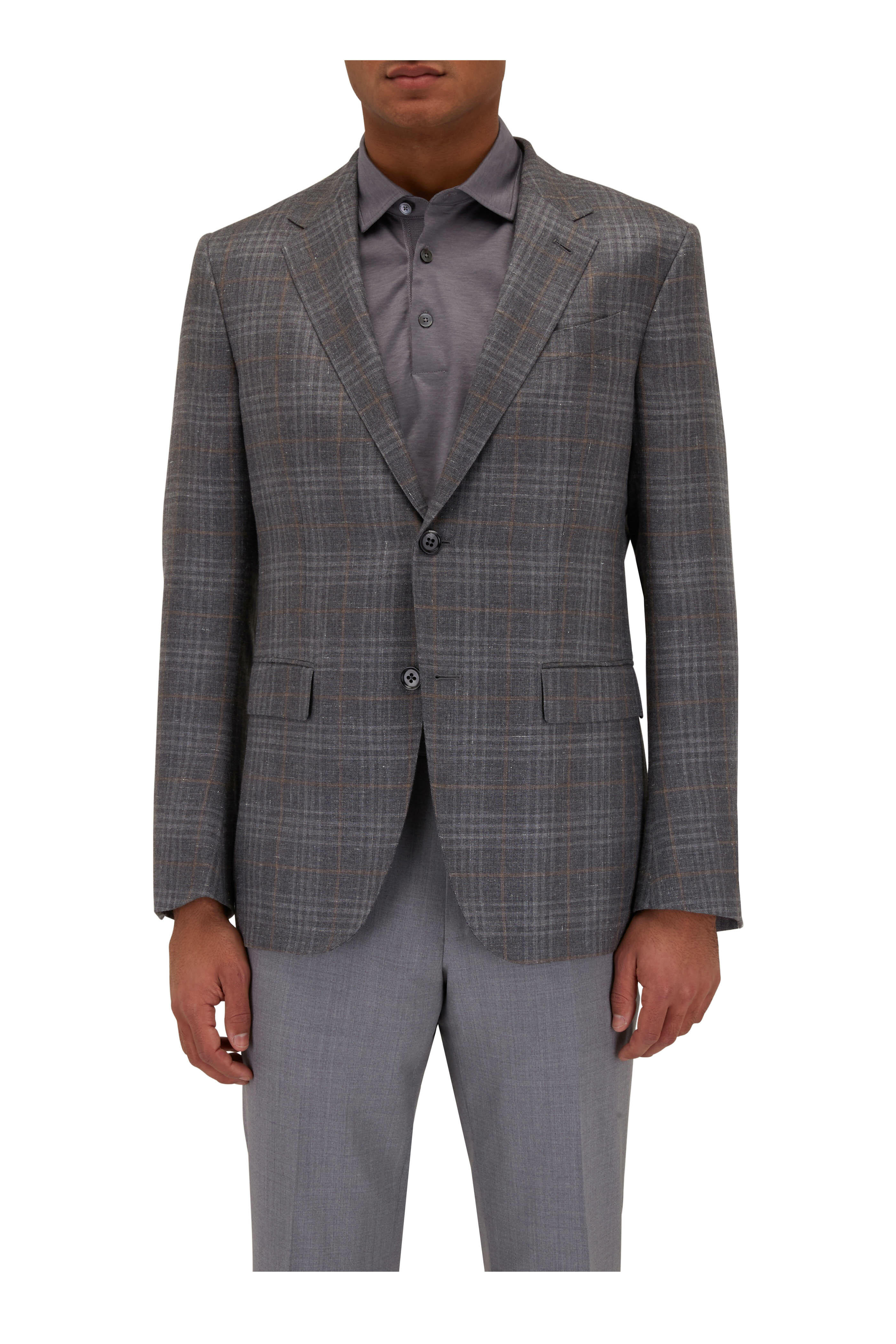 Zegna - Light Gray & Vicuna Windowpane Check Sportcoat