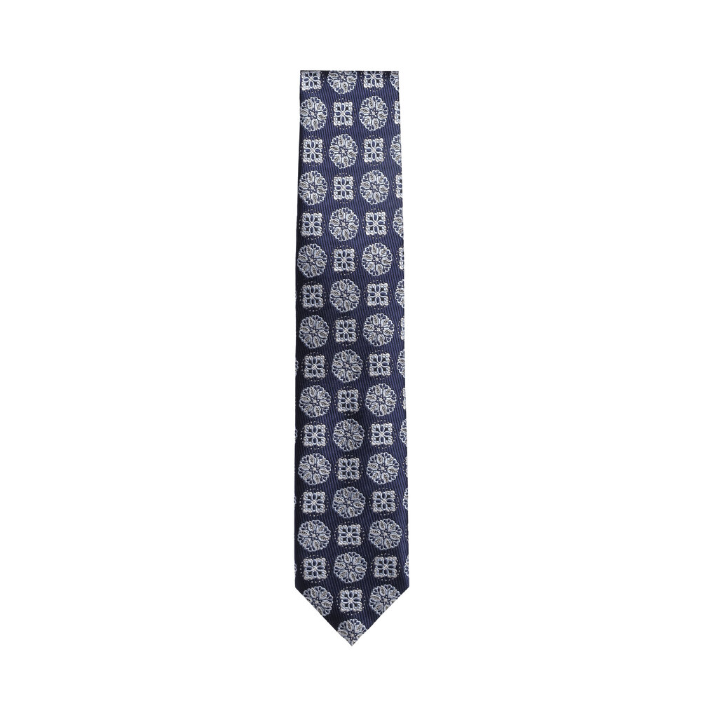 Geoff Nicholson - Navy & Light Blue Paisley Necktie