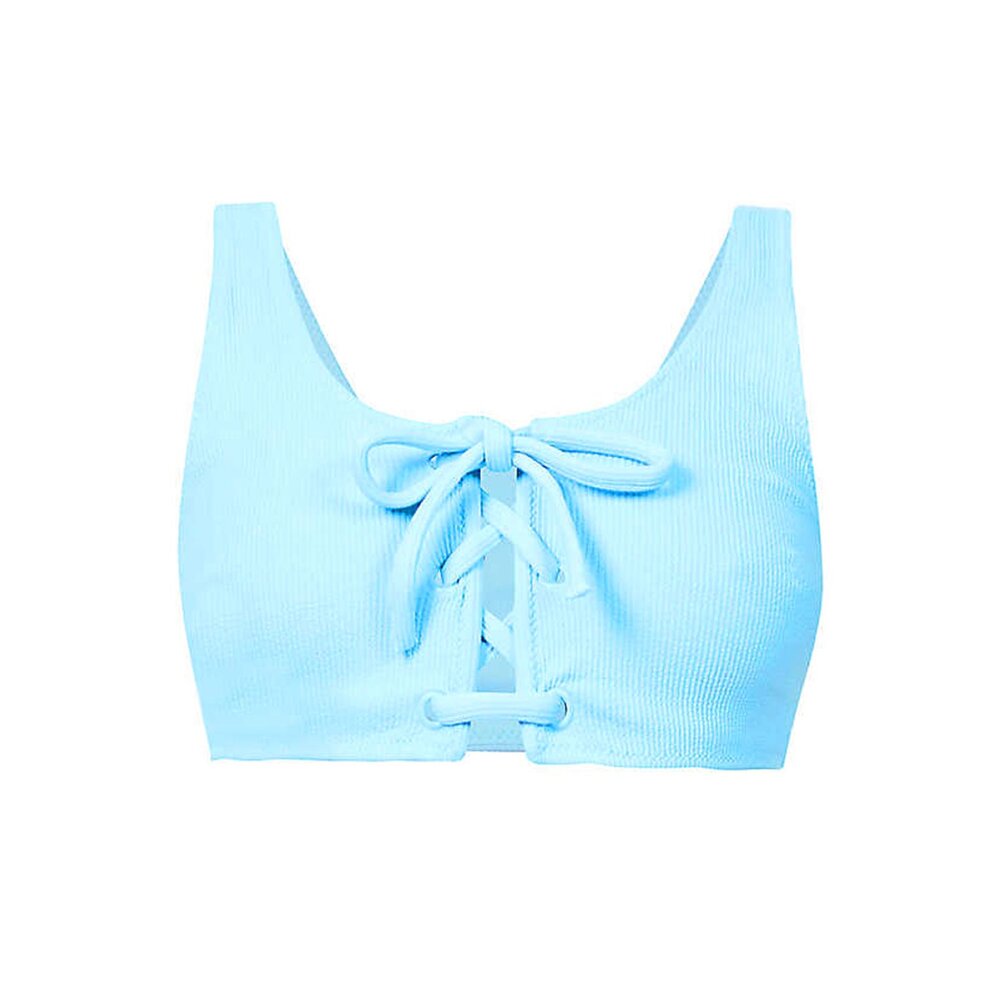 Ganni - Bachelor Blue Lace Up Swim Top | Mitchell Stores