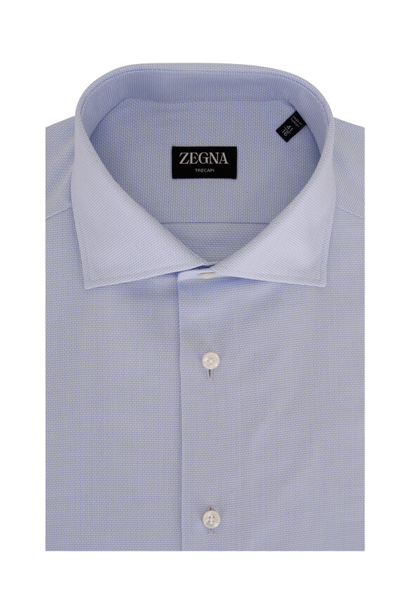 Zegna - Tre Capi Blue Cotton Dress Shirt | Mitchell Stores