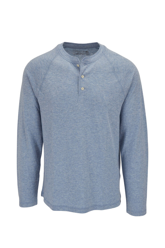 Faherty Brand - Cloud Light Blue Heather Henley | Mitchell Stores