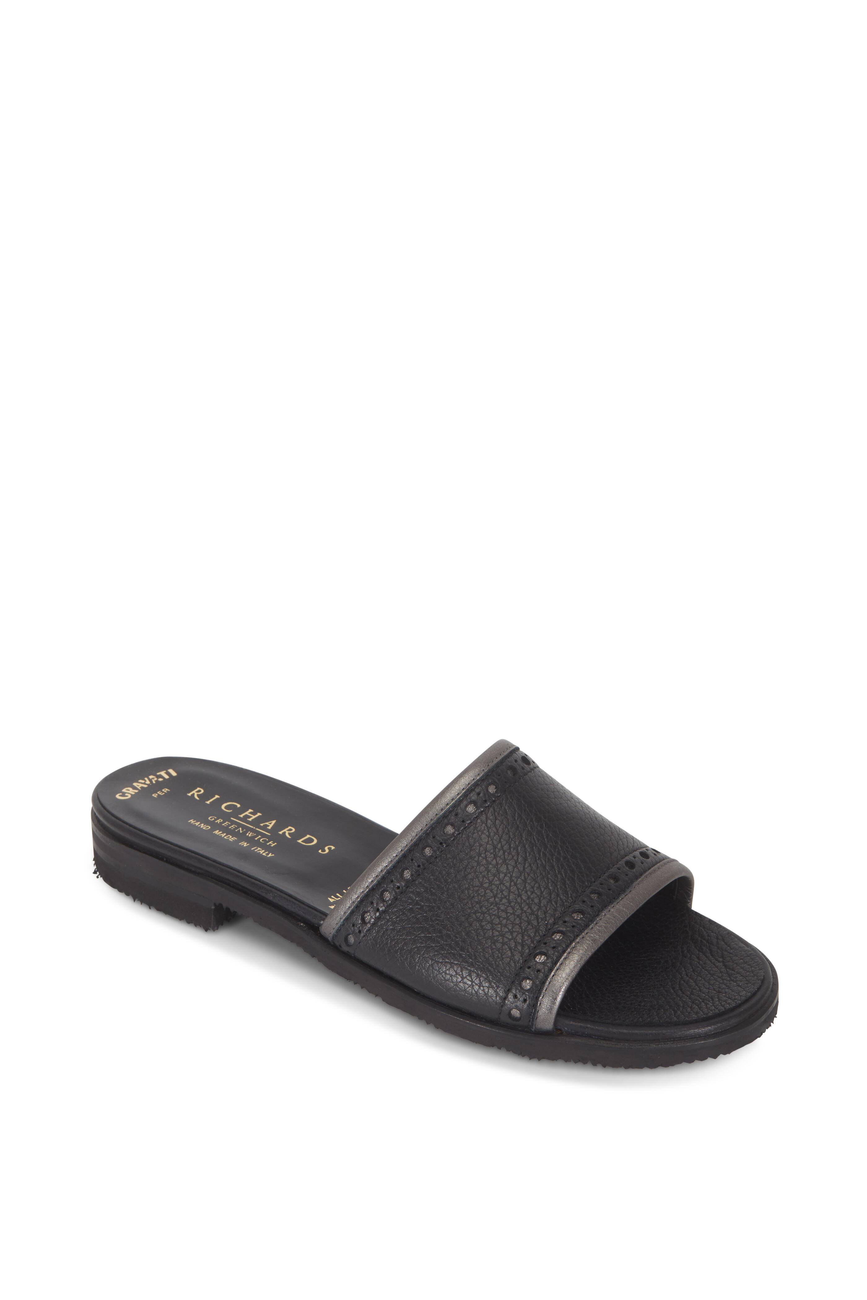 Gravati - Black & Silver Perforated Detail Slide