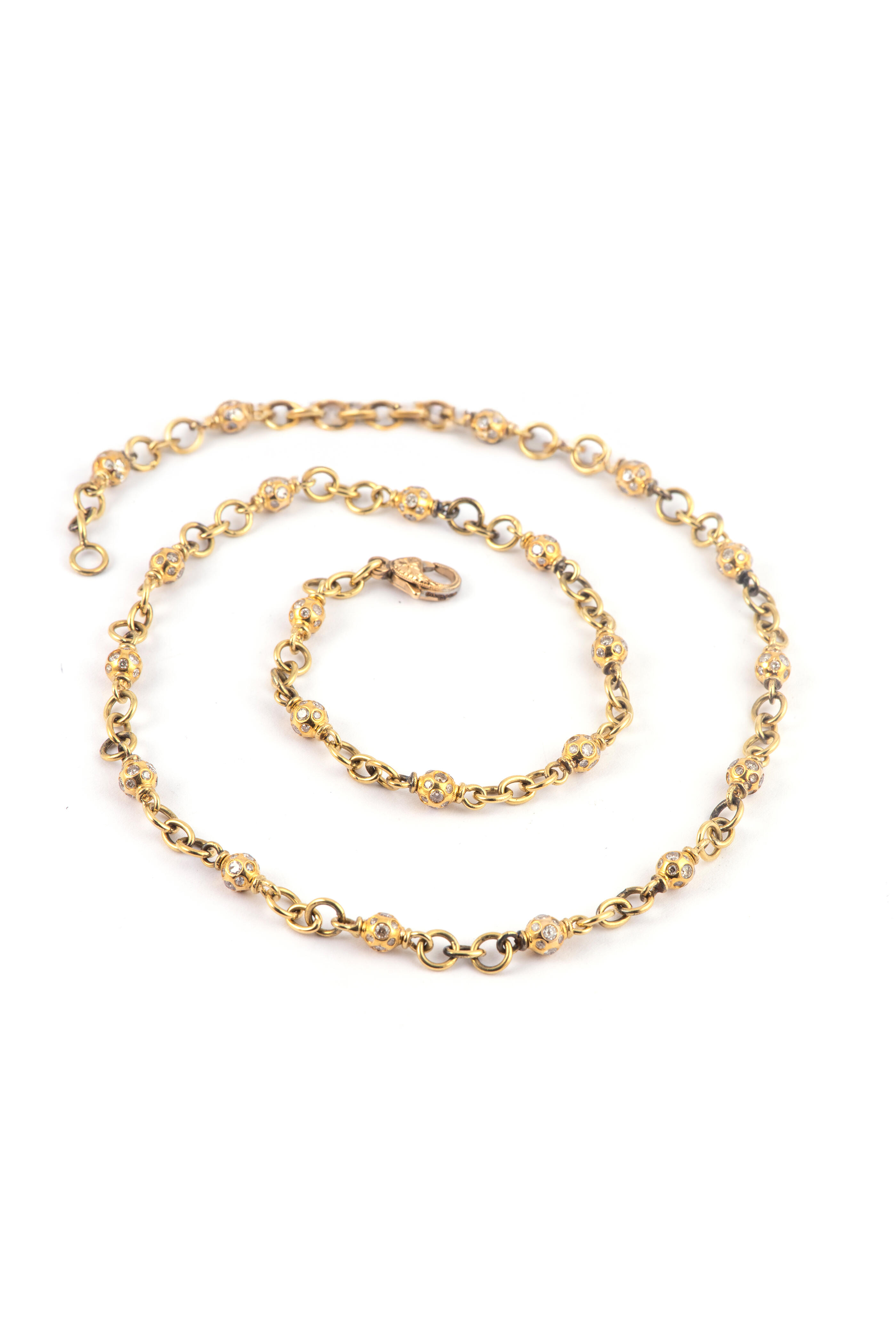 Sylva & Cie - 18k Yellow Gold Diamond Beaded Ball Chain