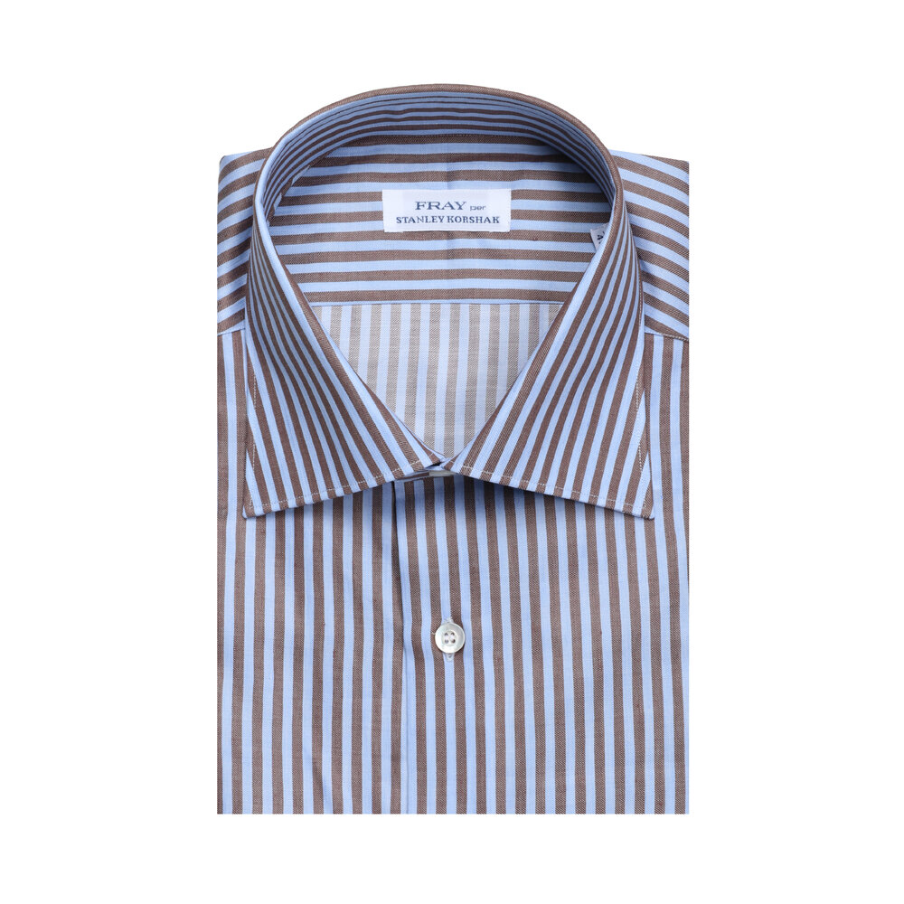 Fray - Blue & Chocolate Striped Dress Shirt | Mitchell Stores