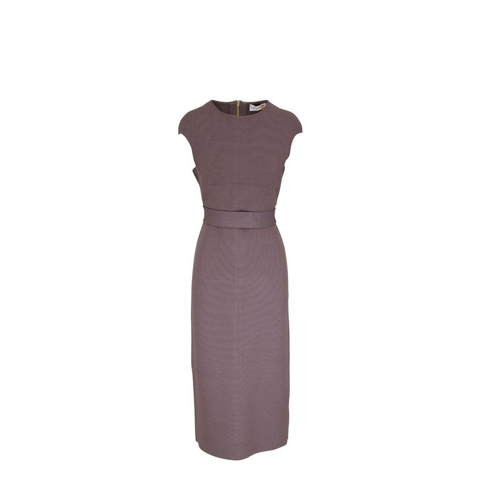 Scanlan Theodore - Taupe Crepe Knit Midi Dress | Mitchell Stores